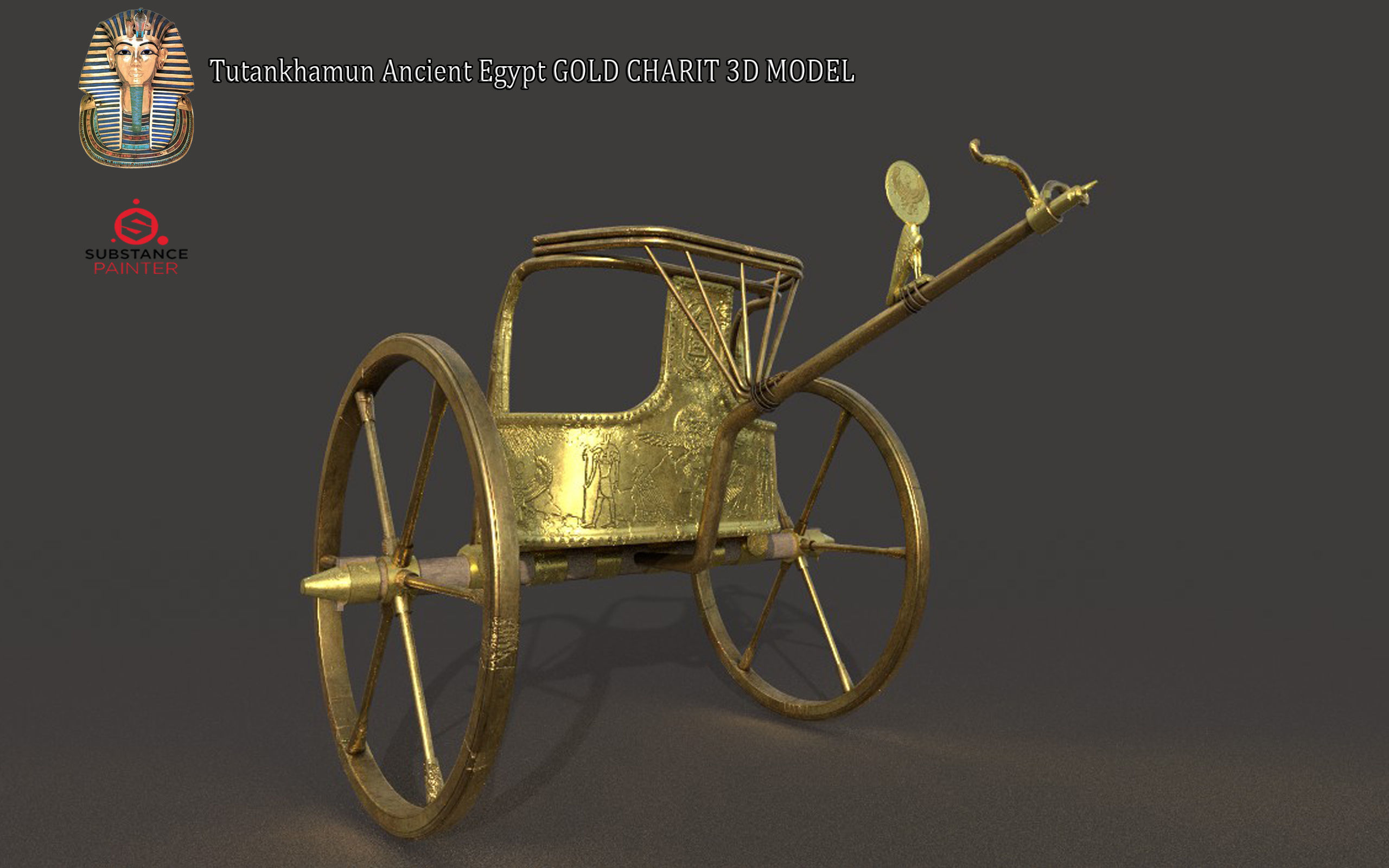 3D model Tutankhamun Ancient Egypt GOLD CHARIT 3D MODEL VR / AR / low ...