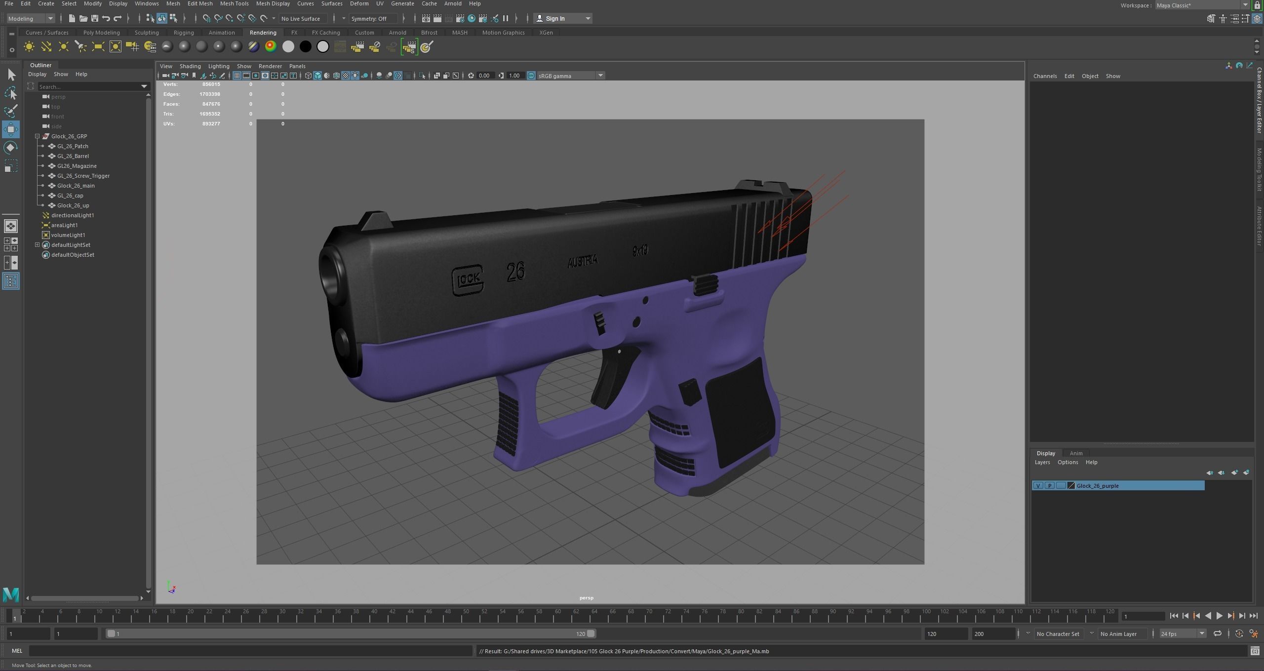 3D model Glock 26 Purple VR / AR / low-poly | CGTrader
