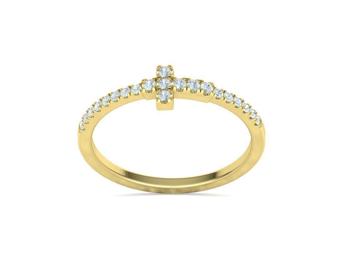 Diamond Cross Ring French Pave Setting Small Diamond Ring 3D model 3D ...