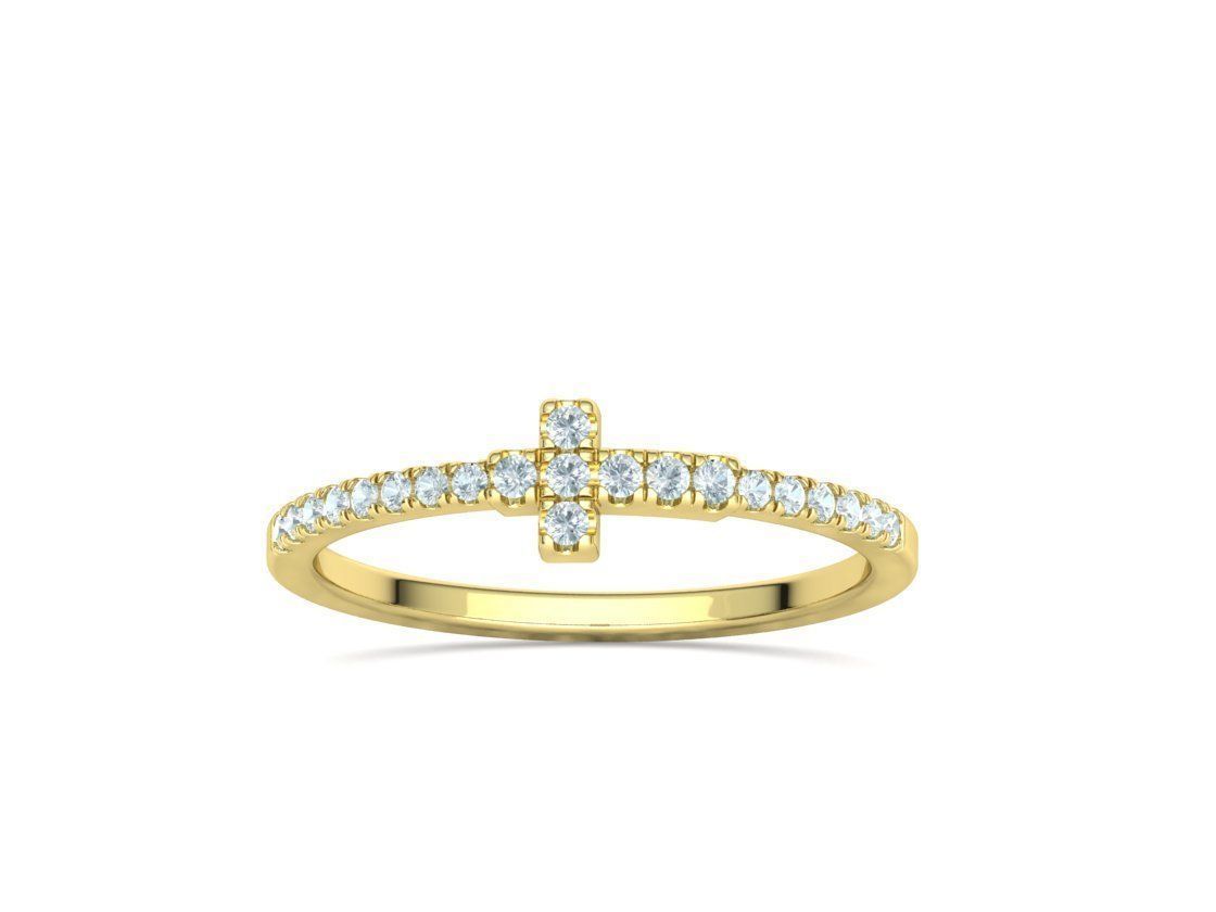 Diamond Cross Ring French Pave Setting Small Diamond Ring 3D model 3D ...