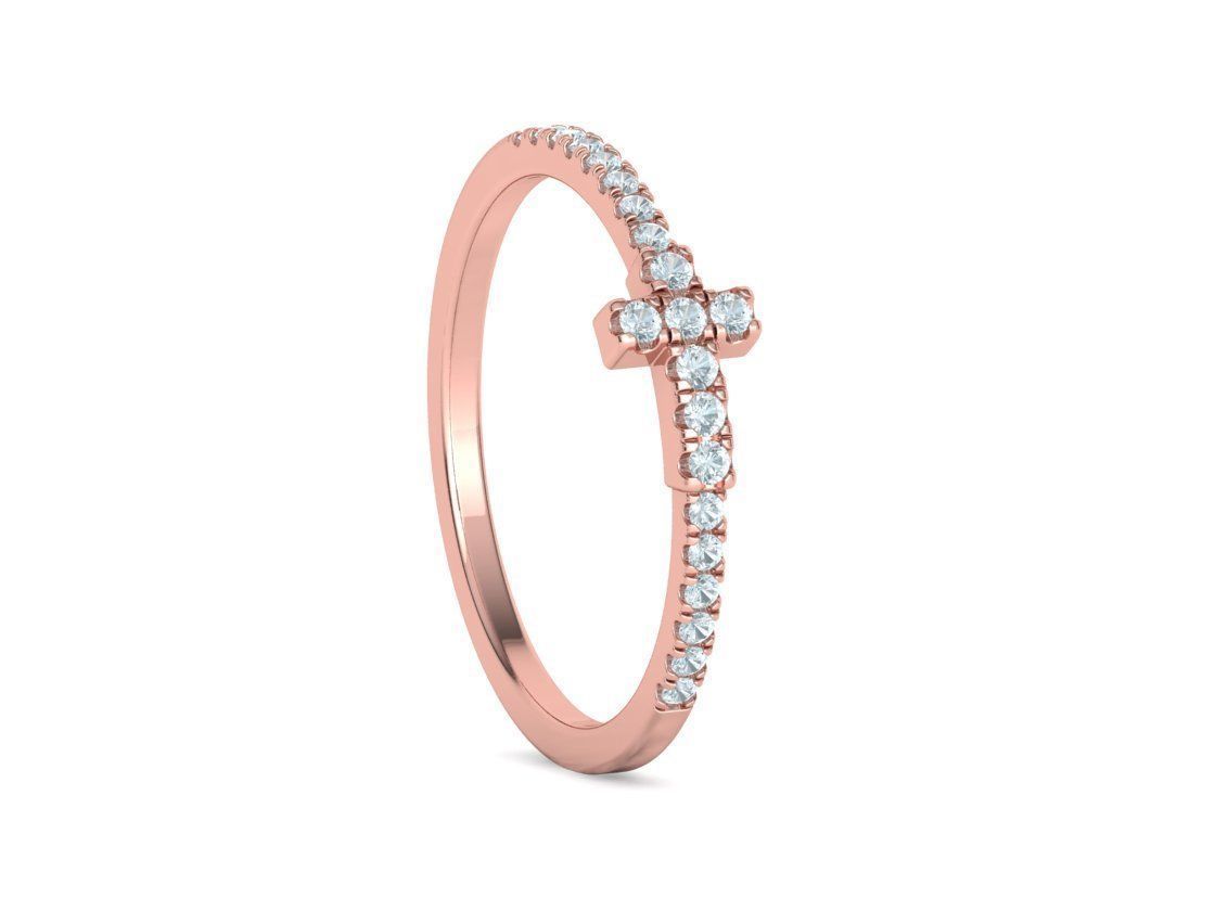 Diamond Cross Ring French Pave Setting Small Diamond Ring 3D model 3D ...