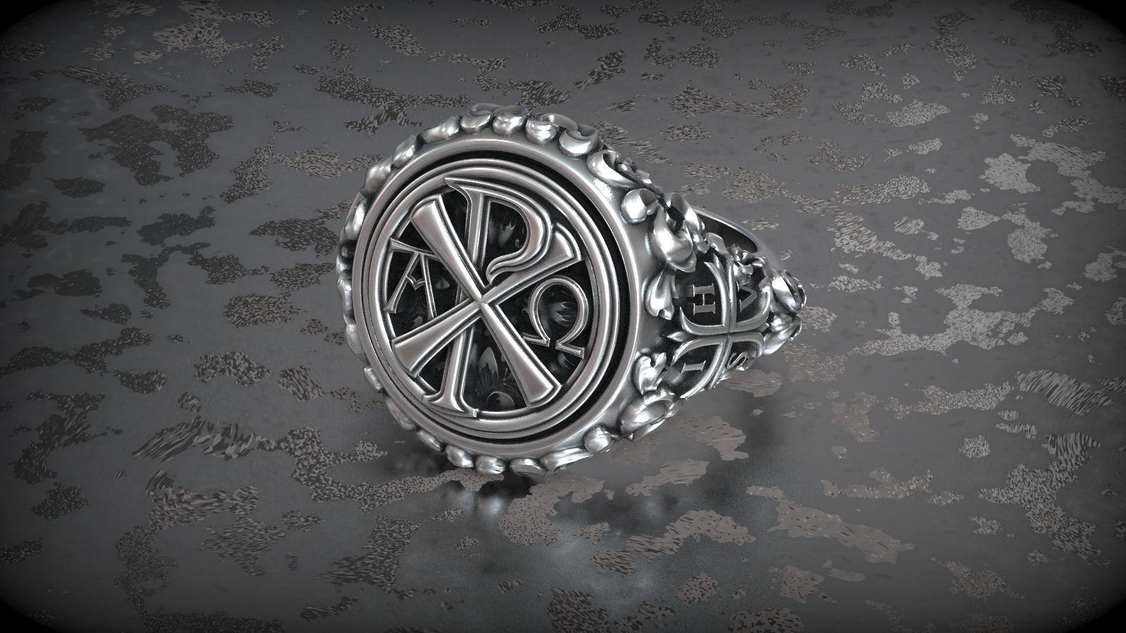 Chi Rho Alpha Omega Jesus Christ Monogram Signet 3D model 3D printable ...