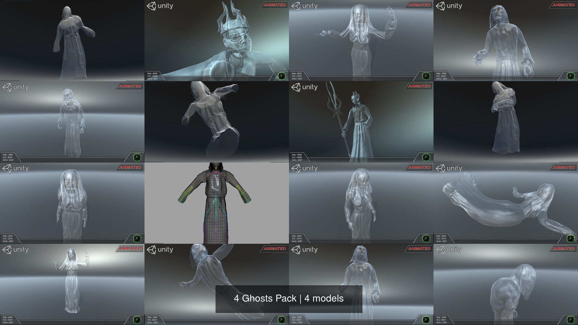3D Model Collection 4 Ghosts Pack VR / AR / low-poly | CGTrader