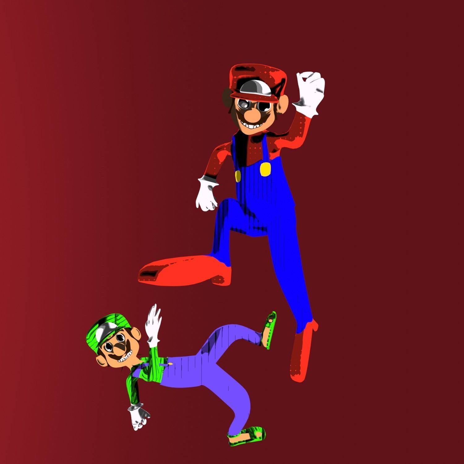 Creepy Italian plumbers free VR / AR / low-poly 3D model animated ...