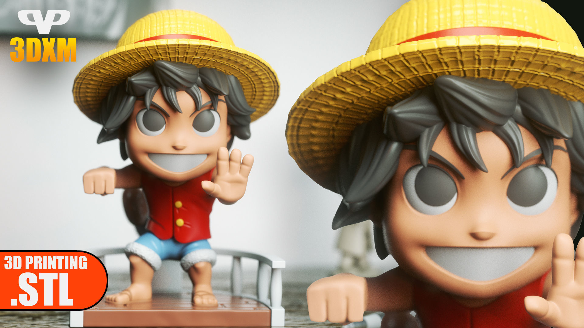 Luffy Chibi STL for 3D Printing 3DXM ChibiSTL 3D model 3D printable ...