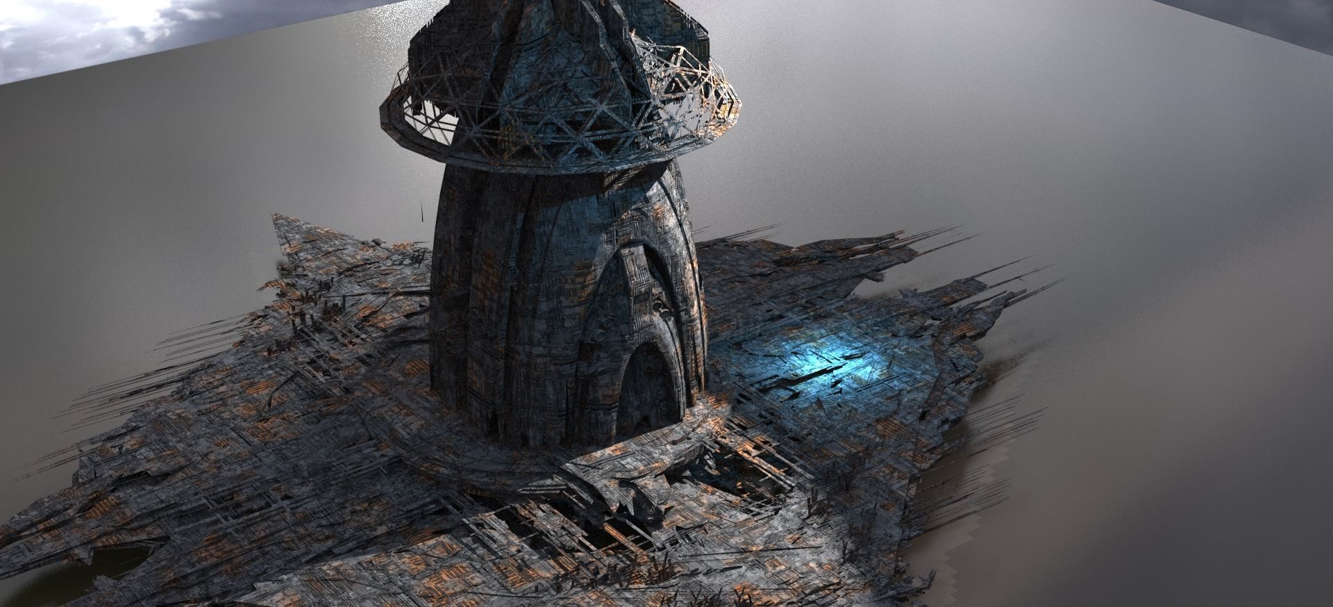 Hive Aquarium Sci fi satellite arrays 3D model | CGTrader