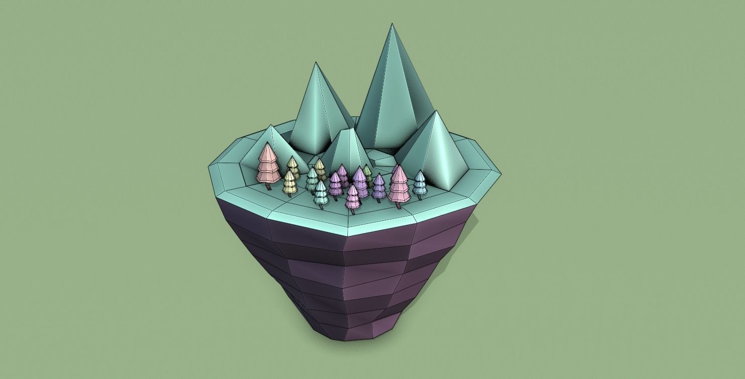 Floating Island free VR / AR / low-poly 3D model | CGTrader