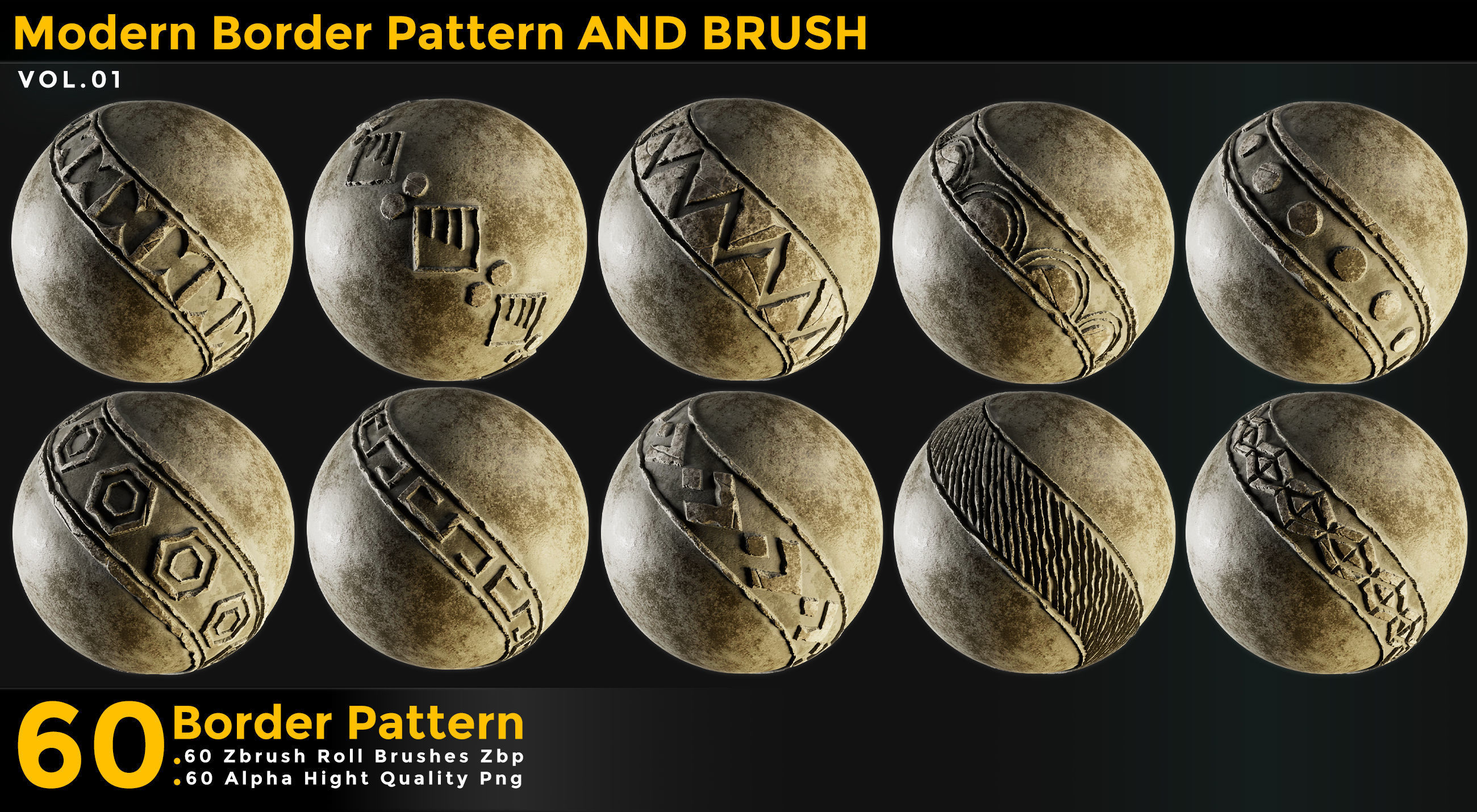 60 Modern Border Pattern til Tileable ZBrush Zbp vol 01 Texture | CGTrader