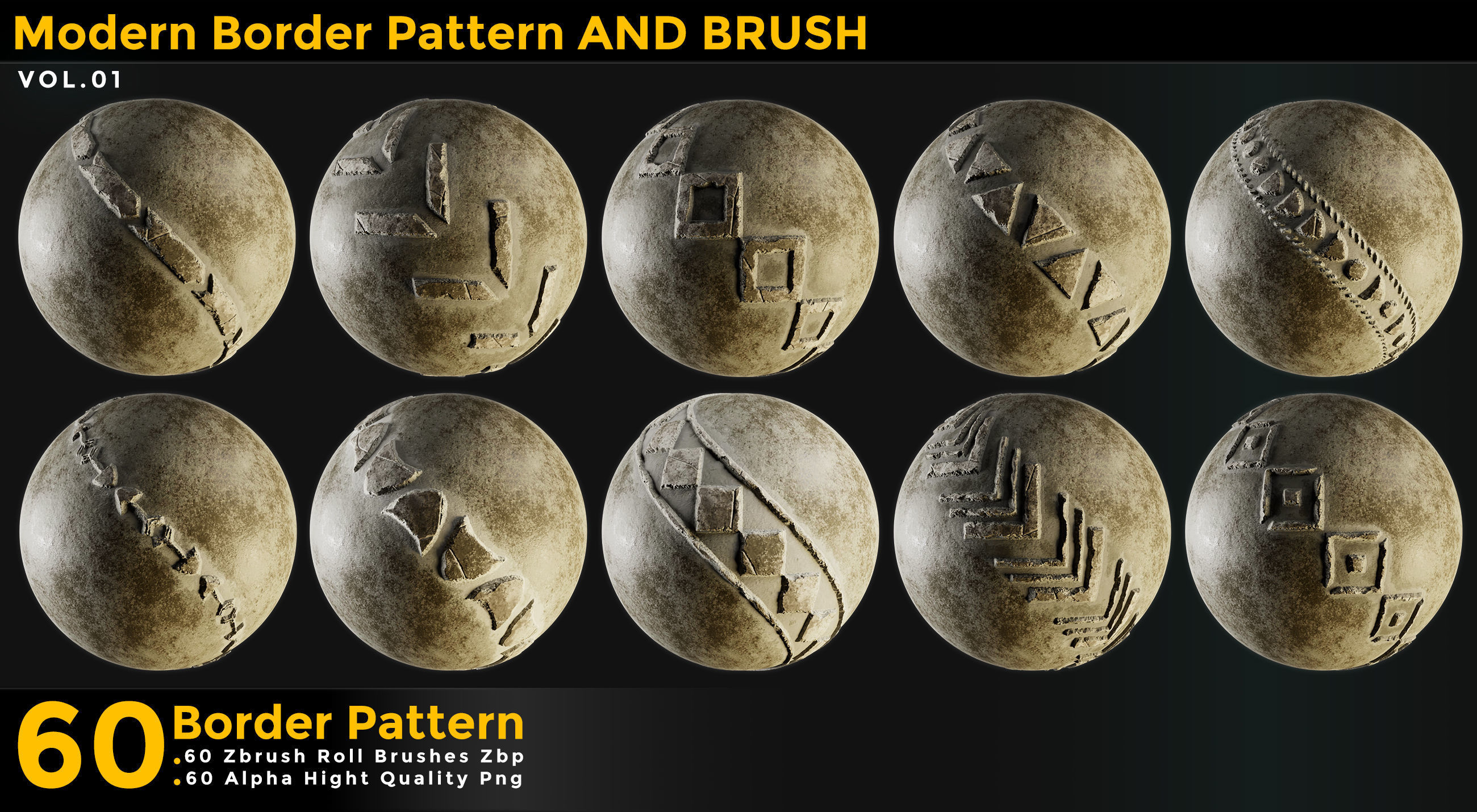 60 Modern Border Pattern til Tileable ZBrush Zbp vol 01 Texture | CGTrader