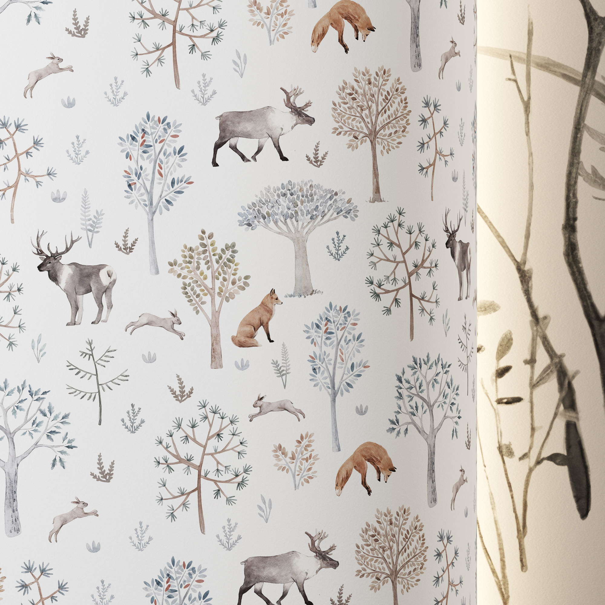 Forest Friends Mural Wallpapers 3D model | CGTrader