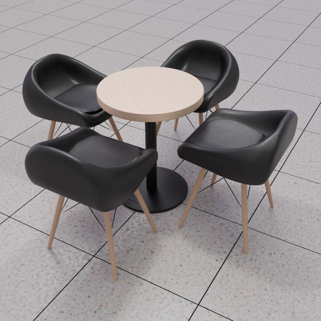 Round table and 4 small chairs free 3D model | CGTrader