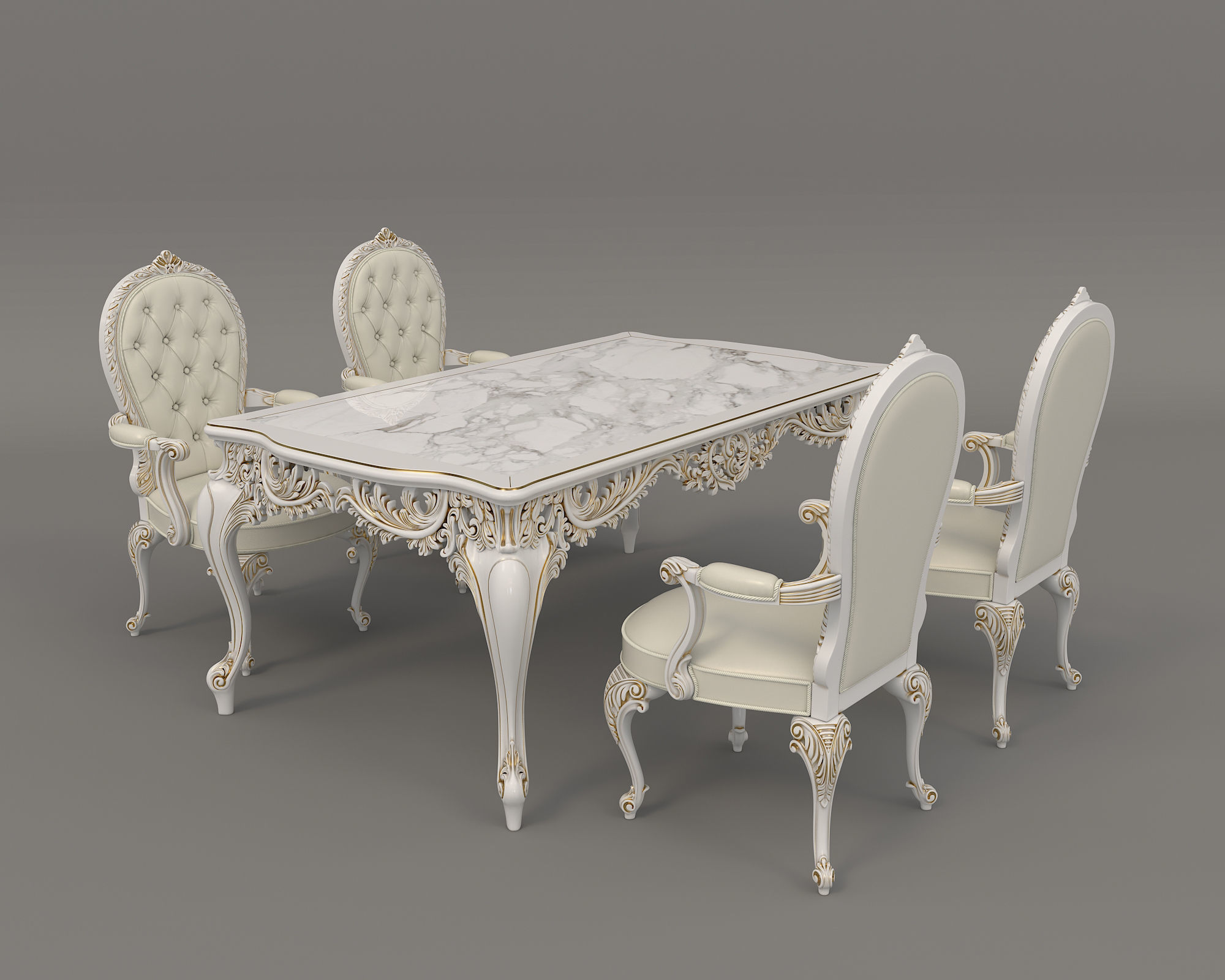 Classic European style Dining Table and Chairs 25 3D model | CGTrader