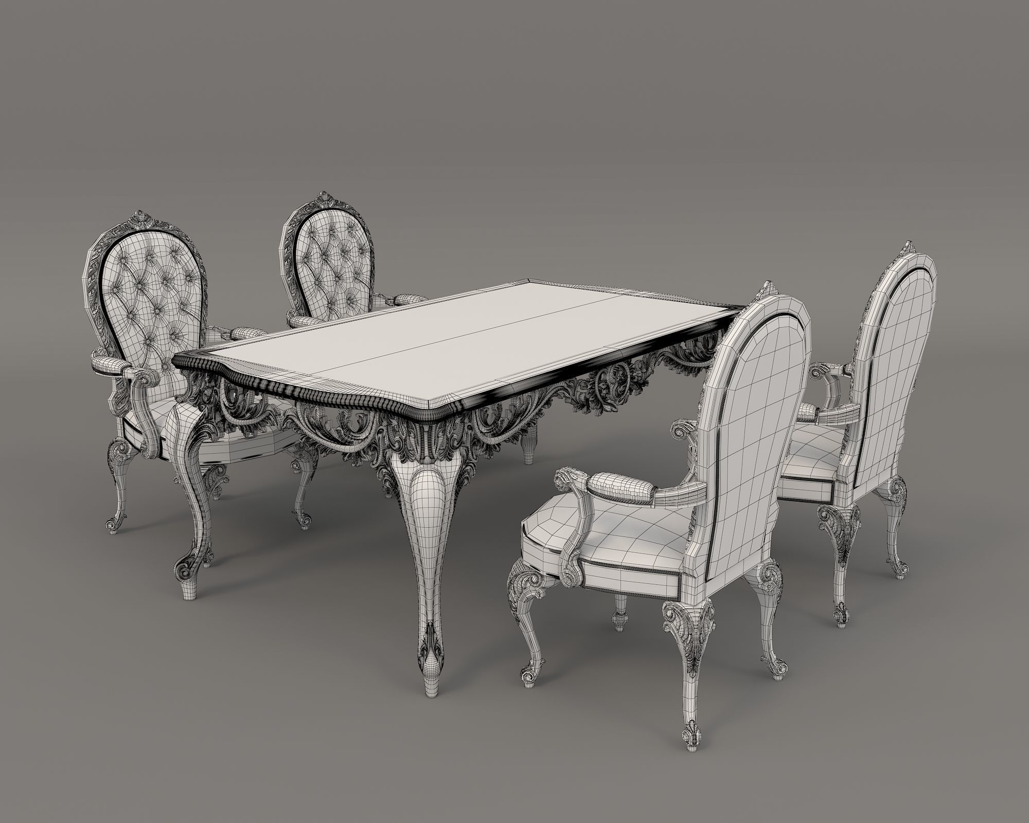 Classic European style Dining Table and Chairs 25 3D model | CGTrader