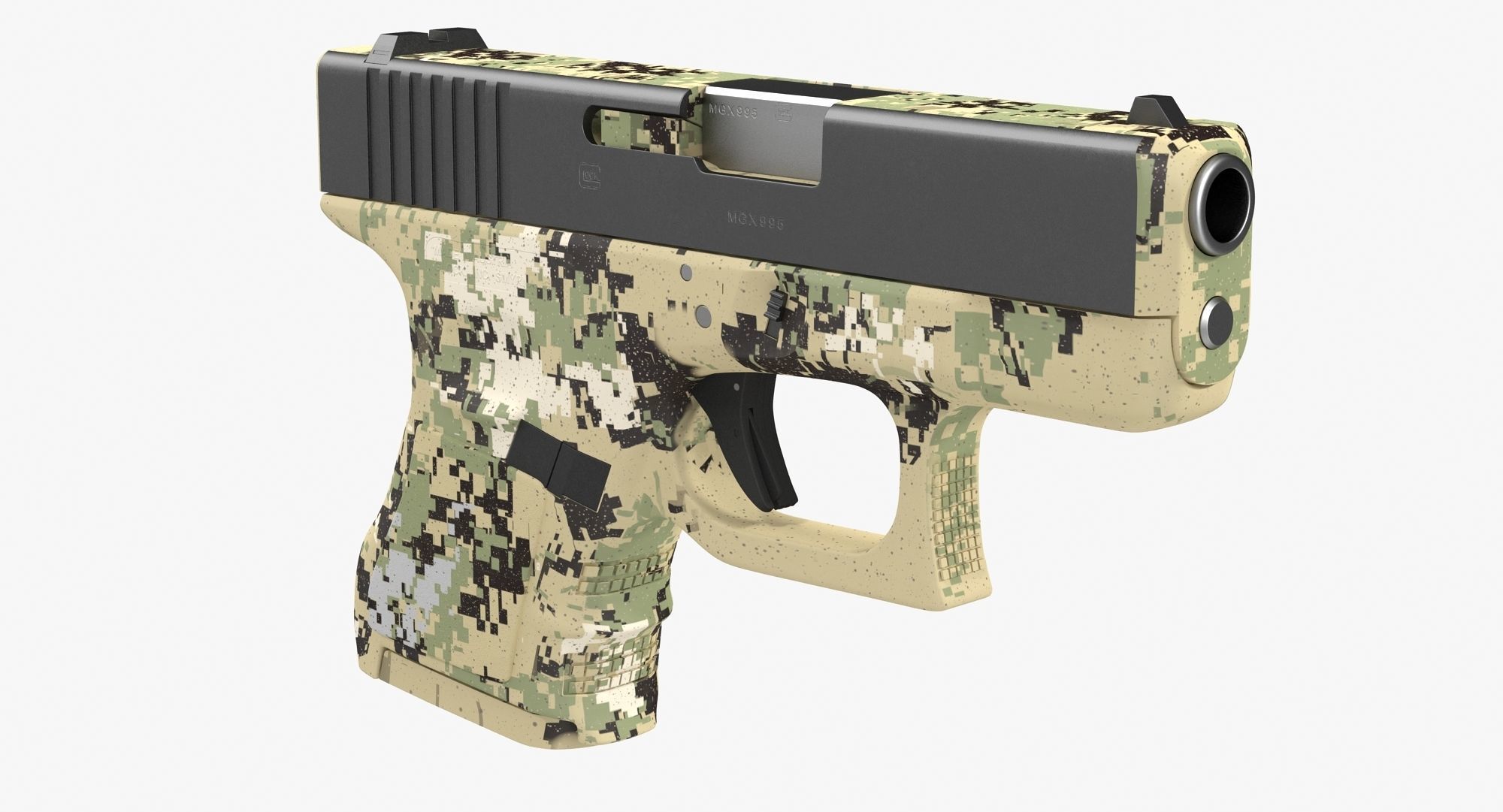 3D model Glock 26 Camouflage Green VR / AR / low-poly | CGTrader