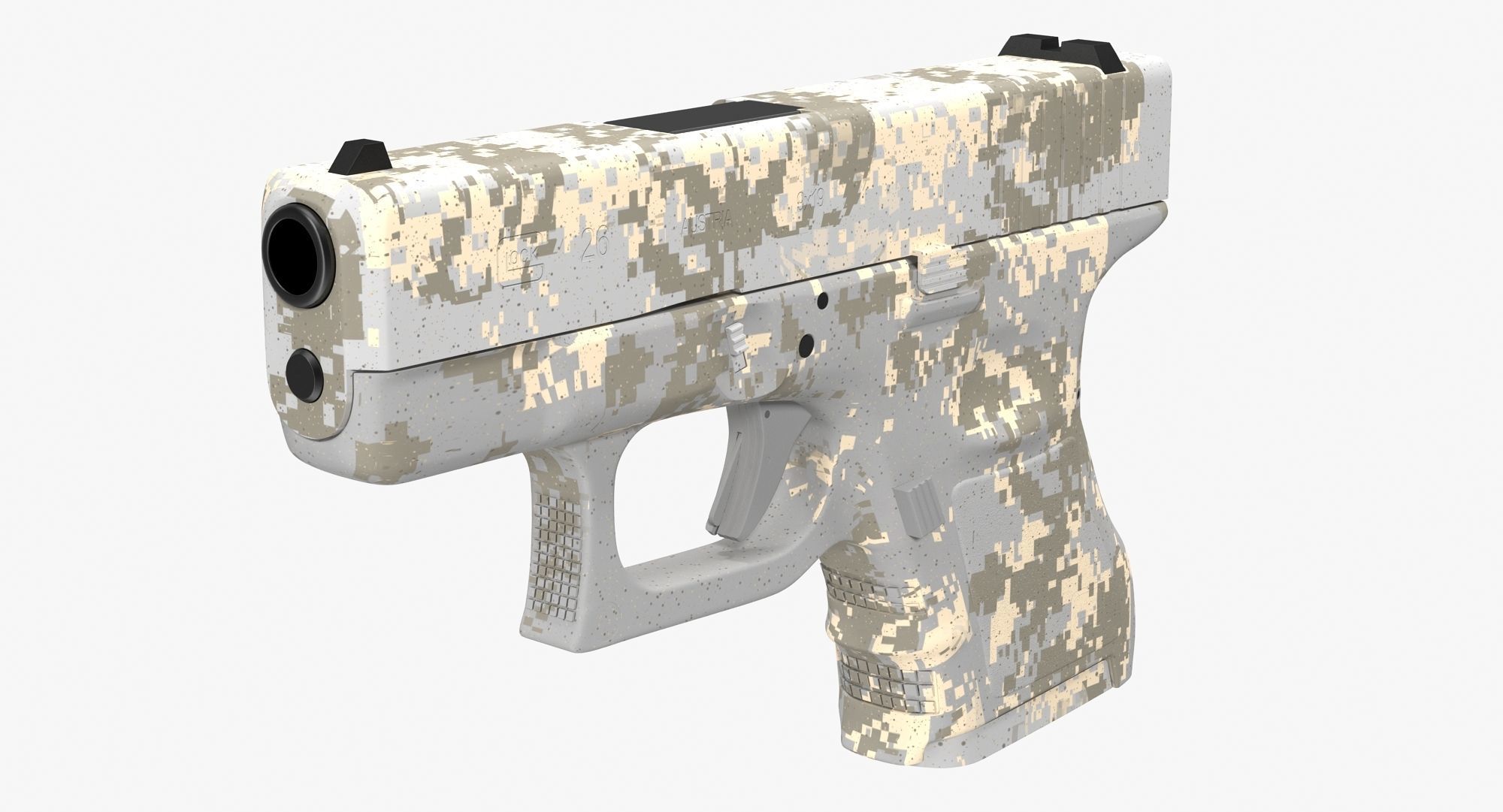 3D model Glock 26 Camouflage Grey VR / AR / low-poly | CGTrader