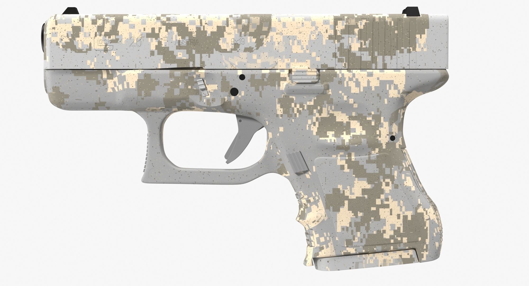 3D model Glock 26 Camouflage Grey VR / AR / low-poly | CGTrader