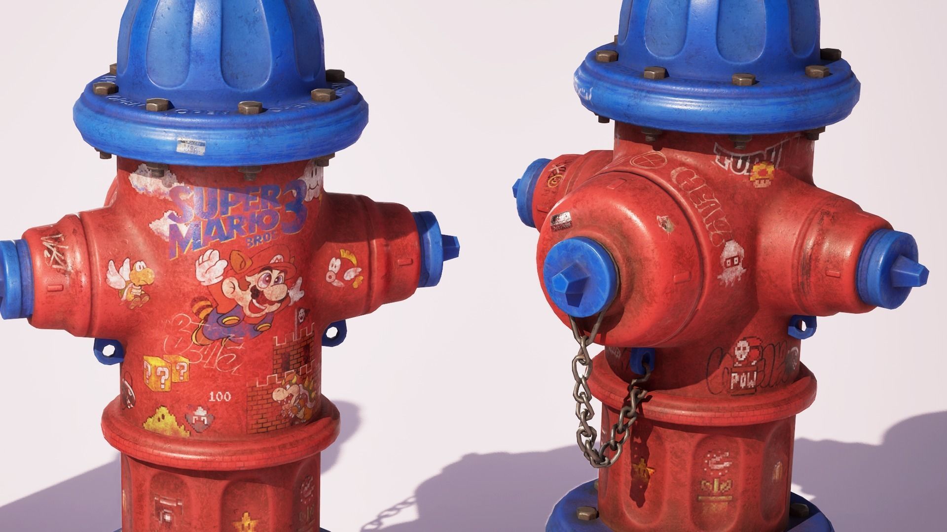 3D model Fire Hydrant Mario Bros Game-Ready with PBR textures VR / AR ...