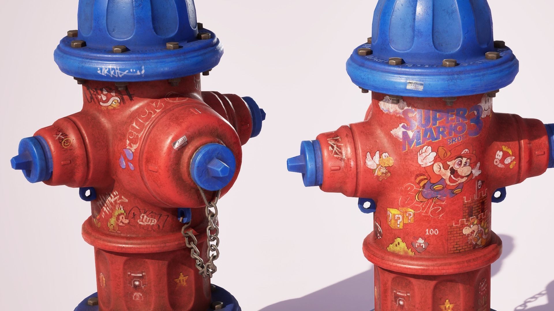 3D model Fire Hydrant Mario Bros Game-Ready with PBR textures VR / AR ...
