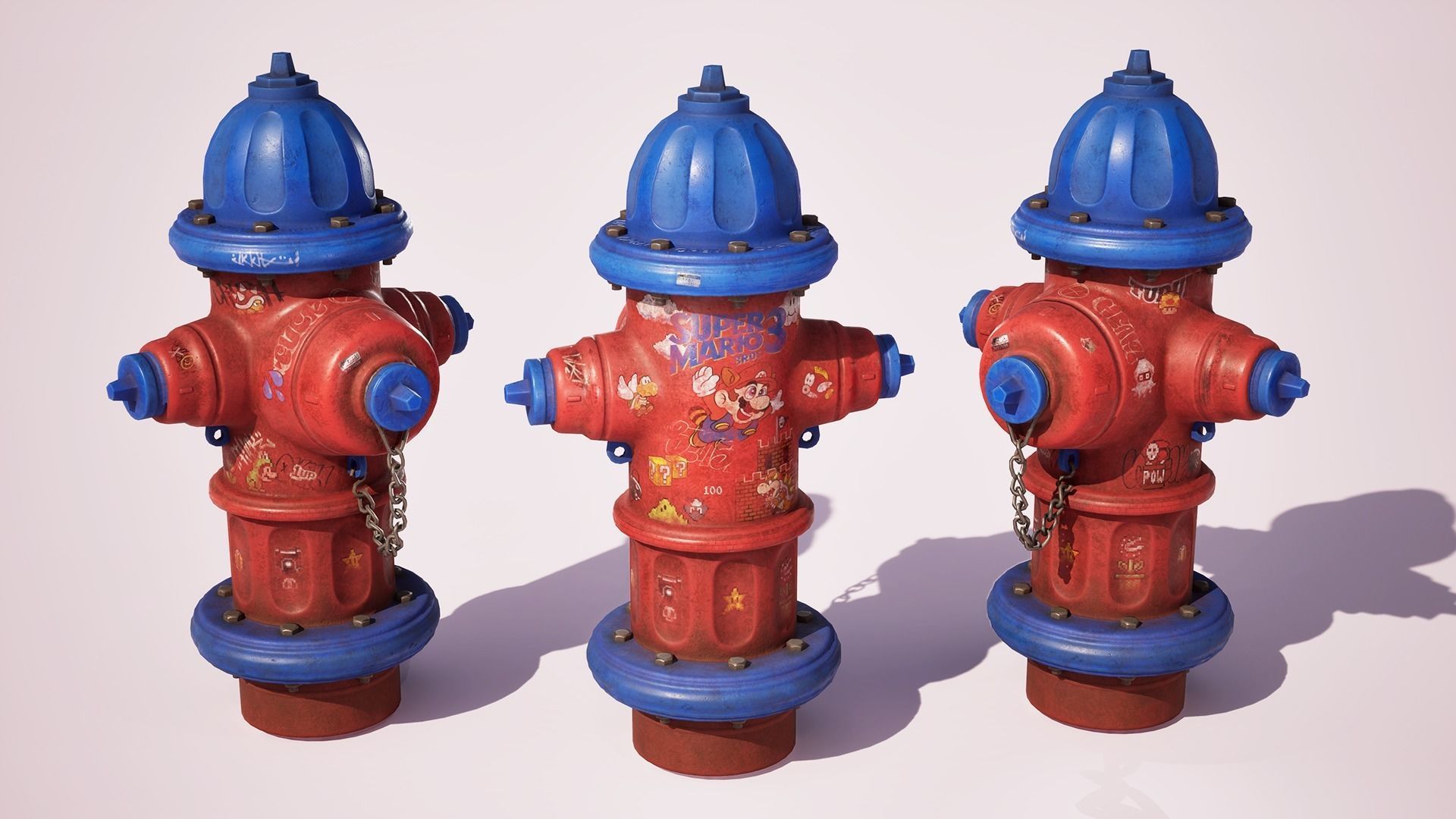 3D model Fire Hydrant Mario Bros Game-Ready with PBR textures VR / AR ...