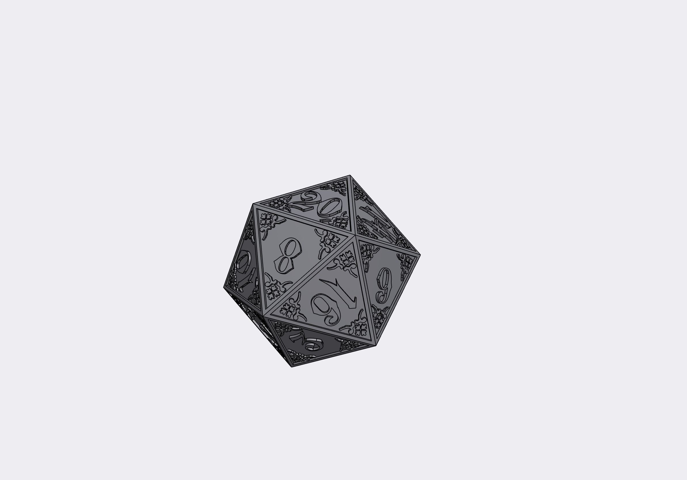 20-sided gothic style dice for ttrpg desk decoration d20 3D model ...