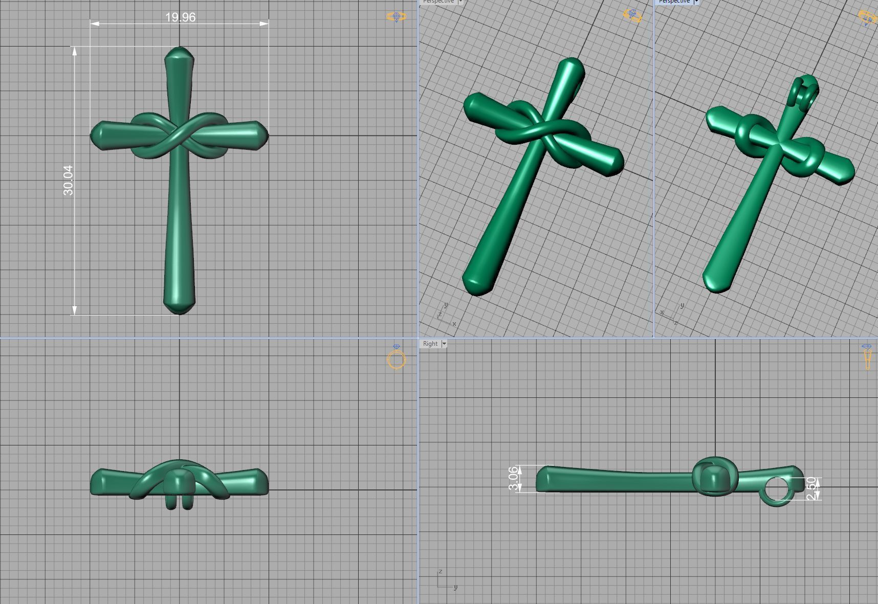 30mm Infinity Cross Necklace Pendant Endless Love Cross 3D model 3D ...