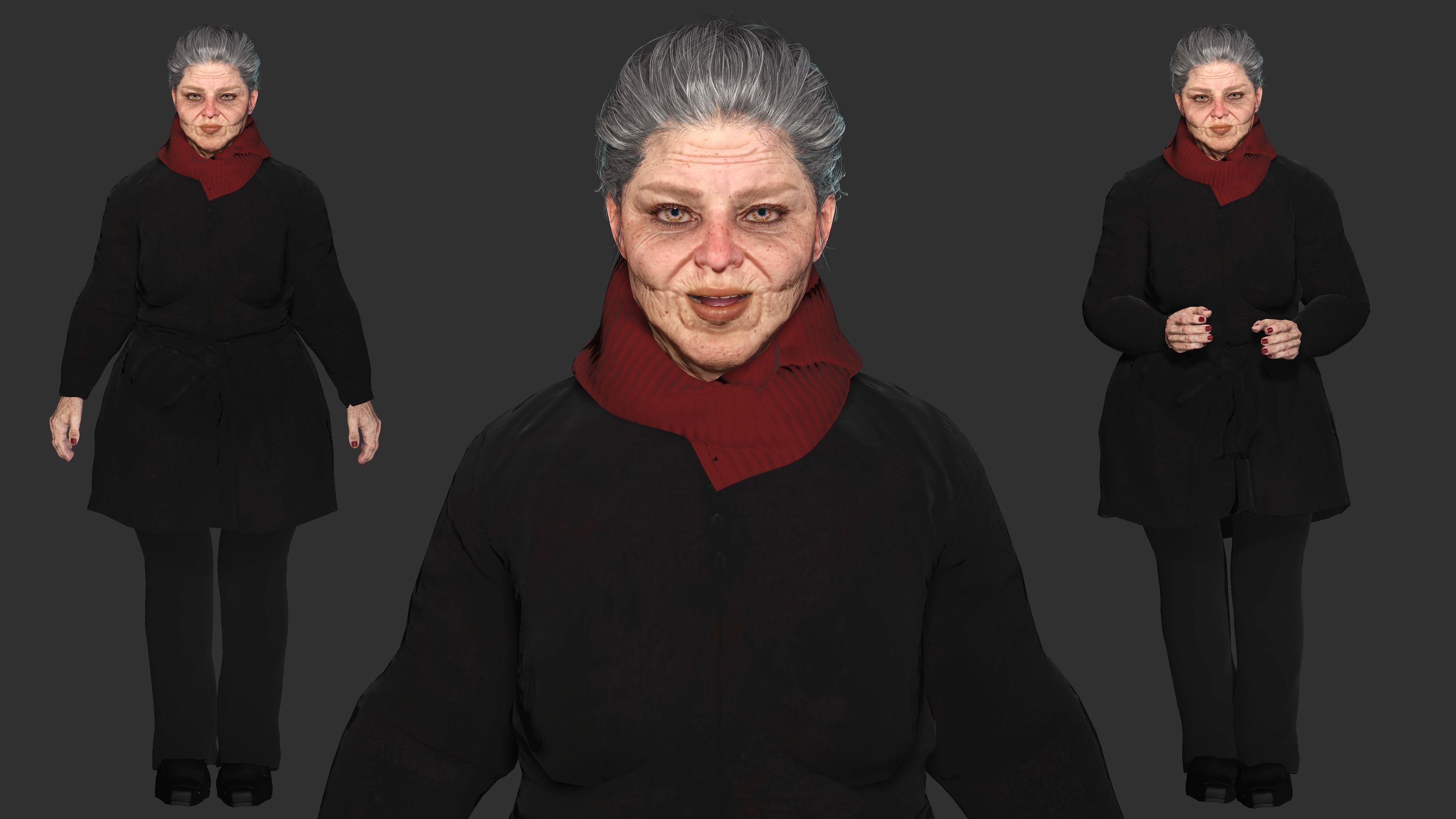 3D model Grandma Nina - AAA Old Woman Realistic Character VR / AR / low ...