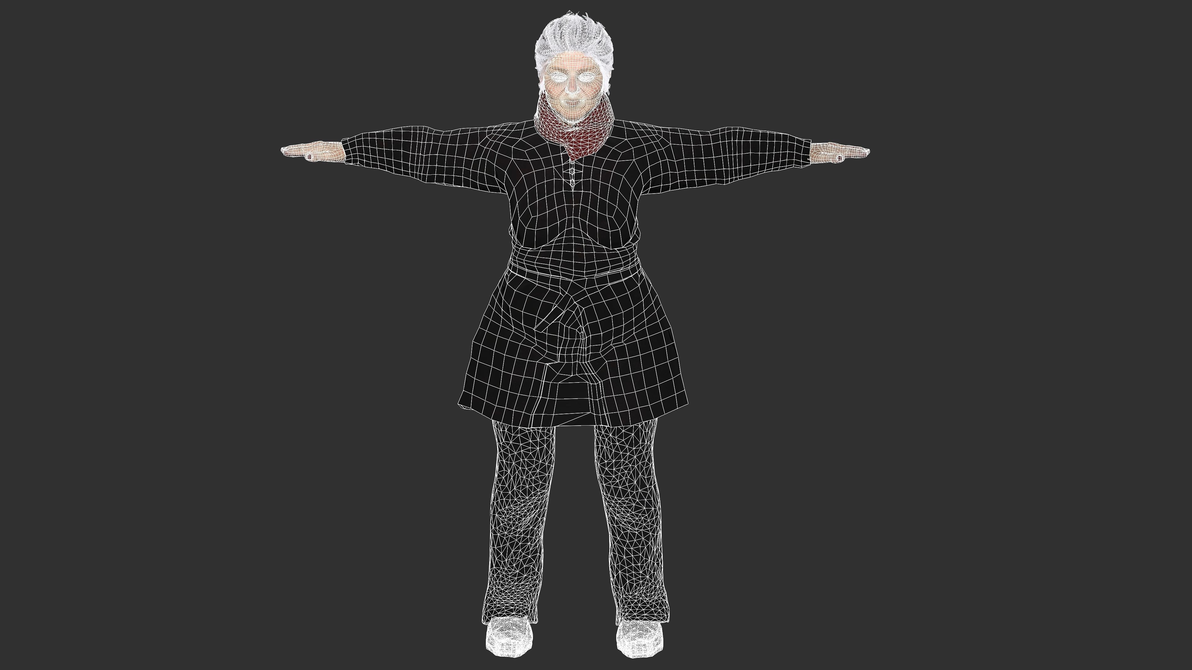 3D model Grandma Nina - AAA Old Woman Realistic Character VR / AR / low ...