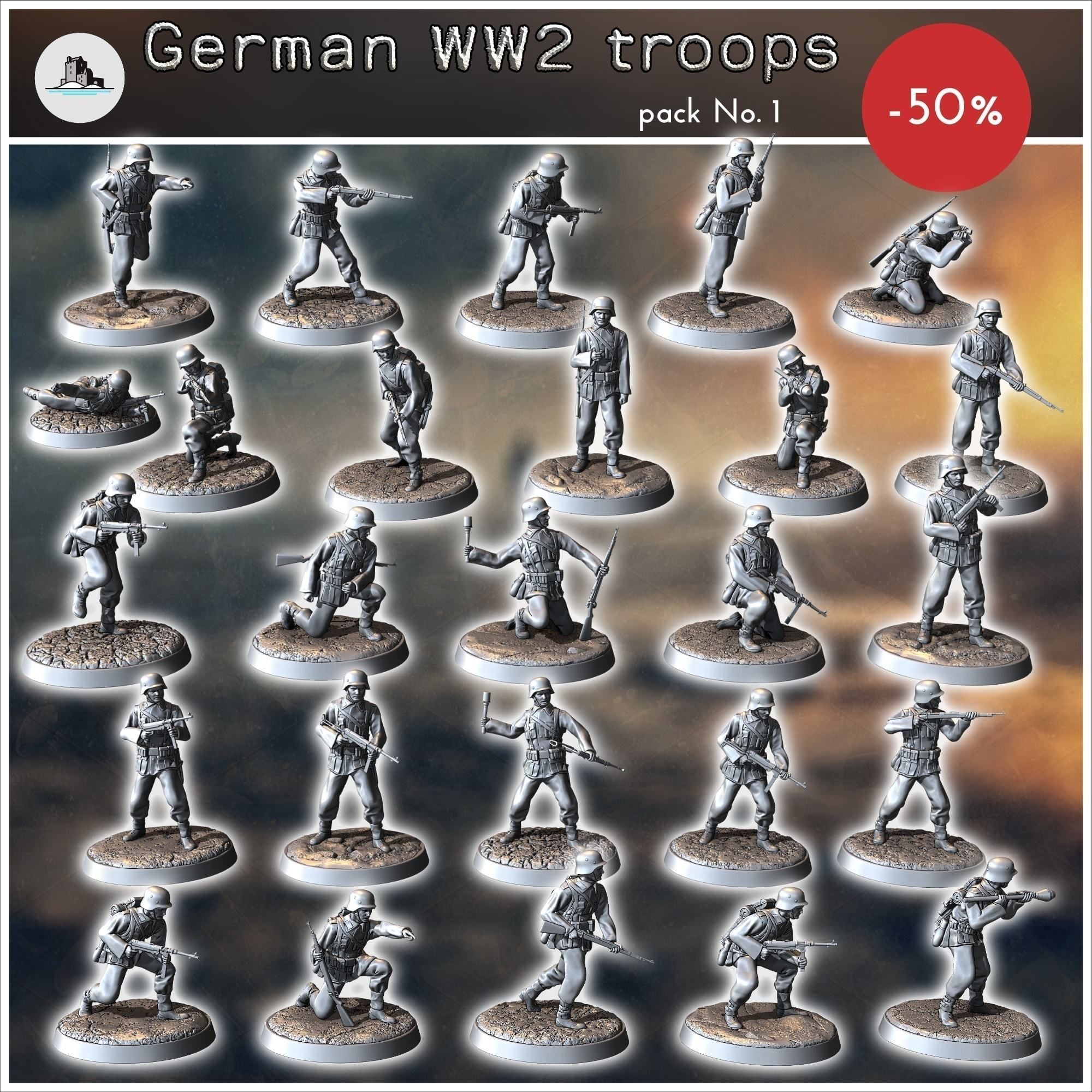 German WW2 troops pack No 1 - miniatures tabletop WW2 3D Model ...