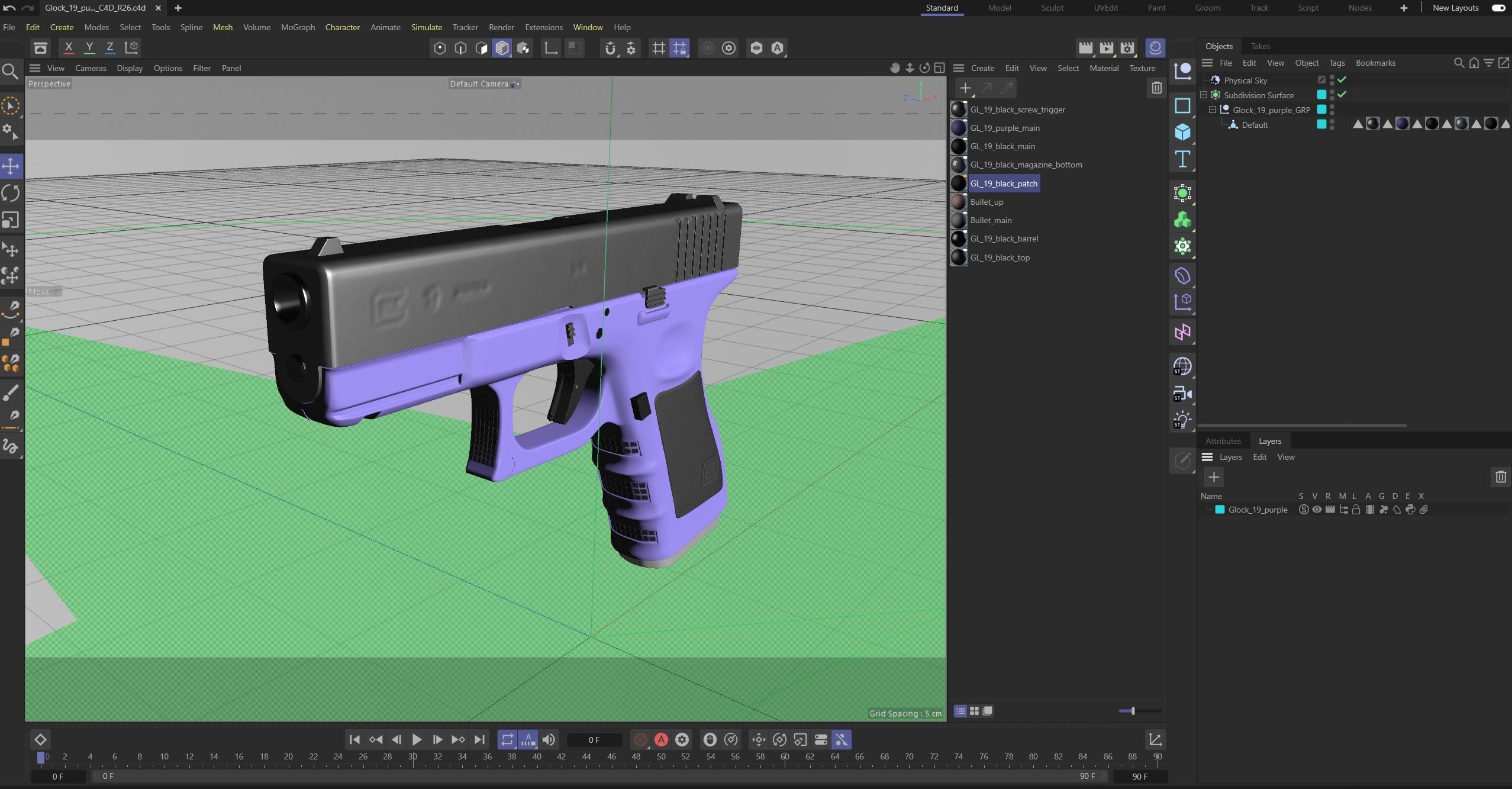 3D model Glock 19 Purple VR / AR / low-poly | CGTrader