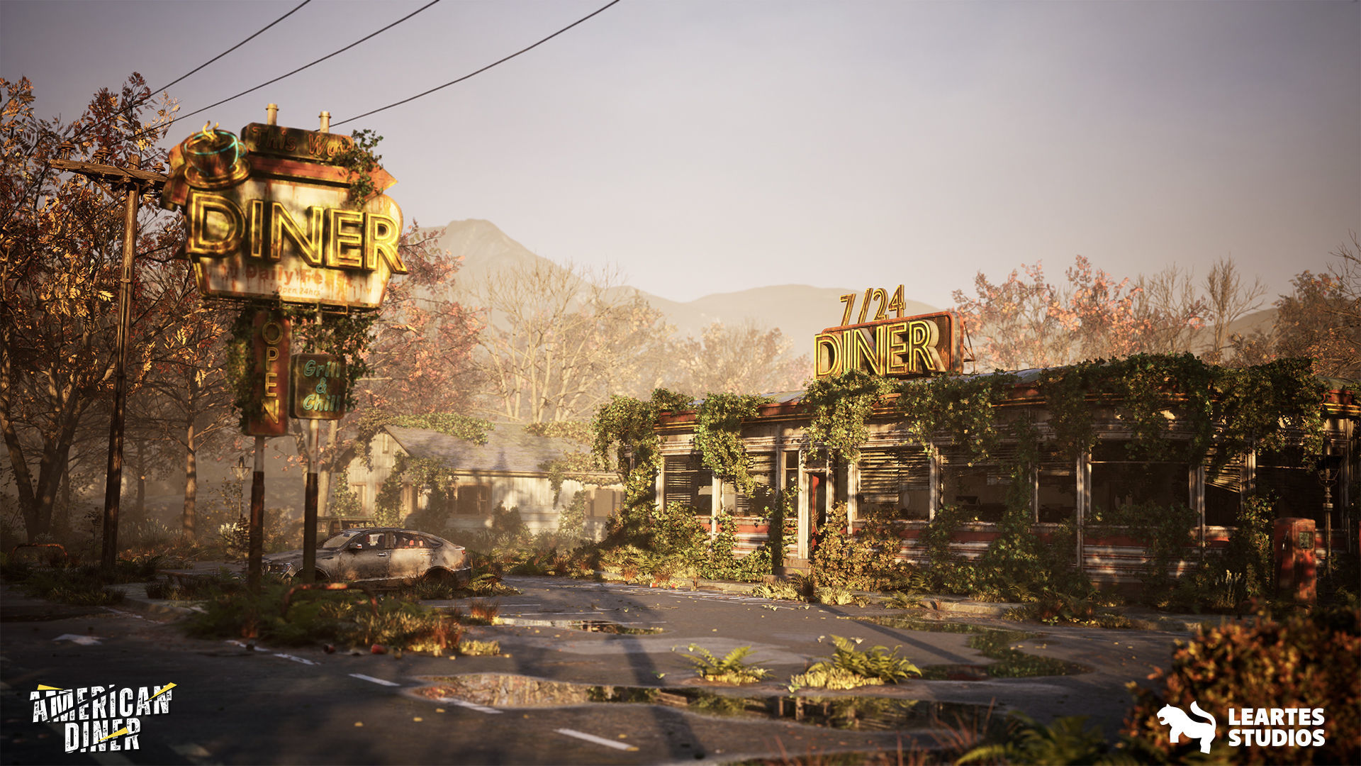 3D model Post Apocalyptic American Diner Environment VR / AR / low-poly ...
