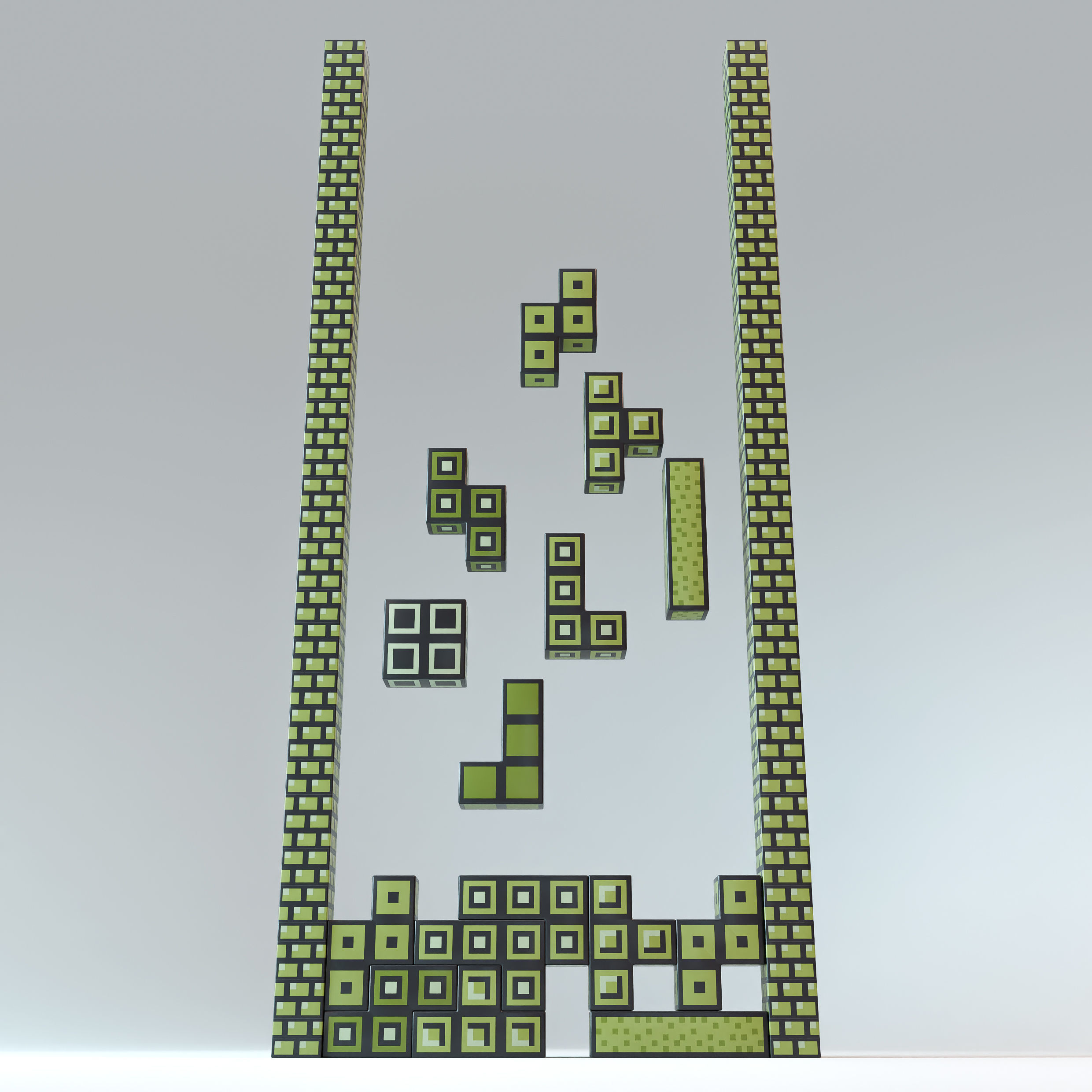 3D Retro Tetris Concept Screen 3D model | CGTrader
