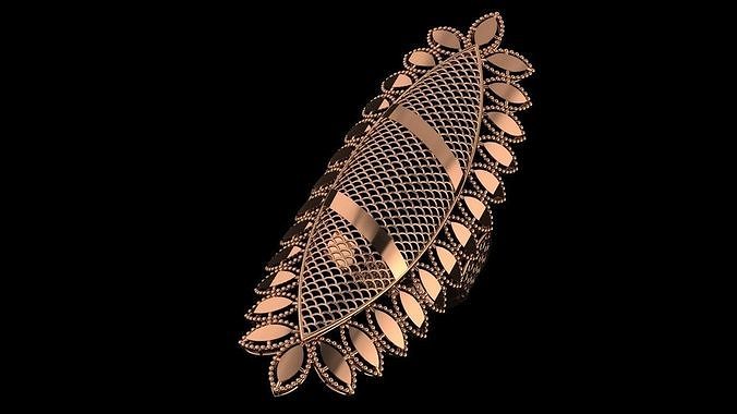 Leaves Ultra Vision Wire Mesh Jewelry Plain Gold Ring 3D model 3D ...