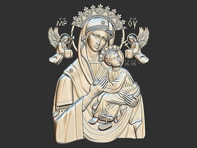 Virgin Mary mother with baby Jesus relief 3d printable model cnc 3D ...