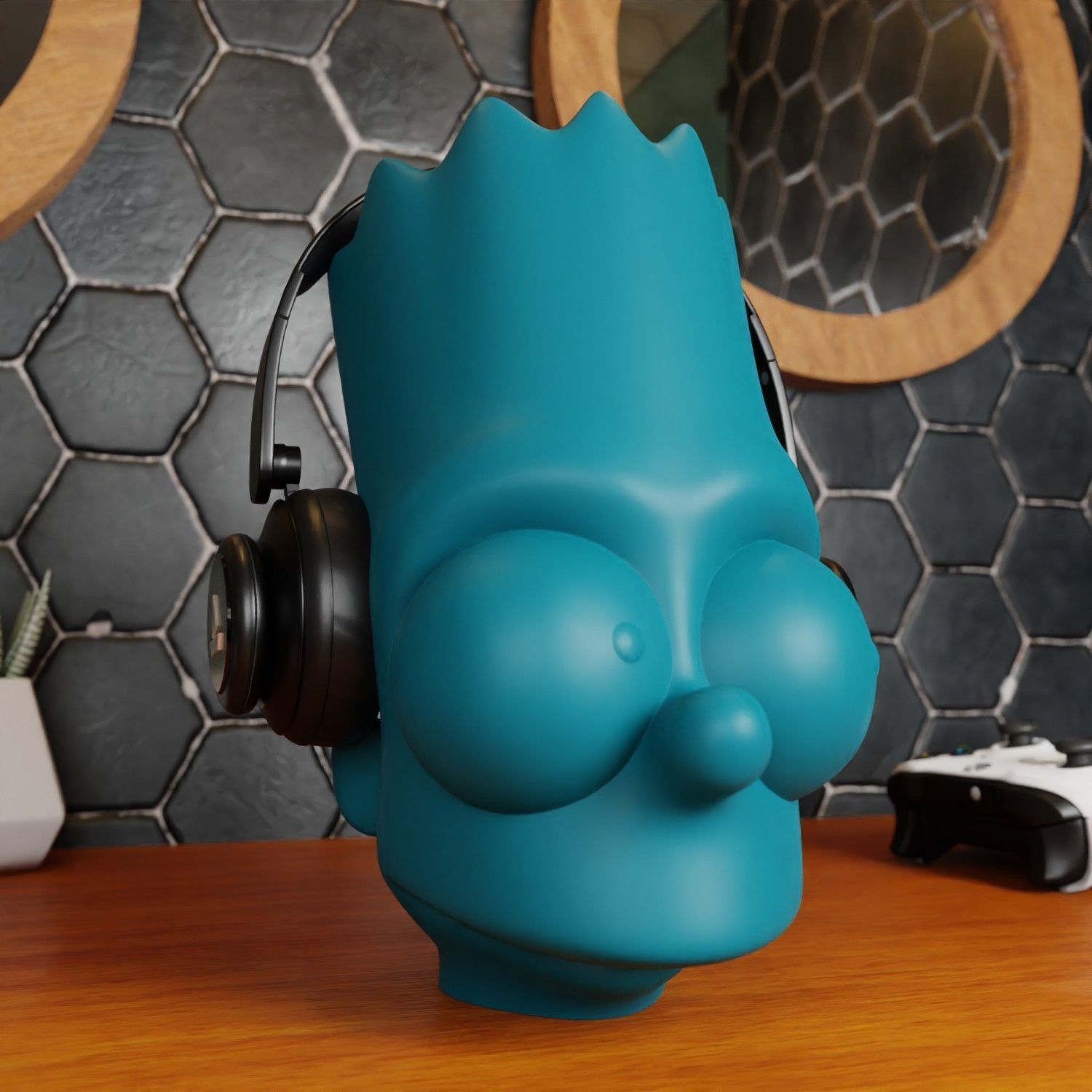 BART SIMPSON HEADPHONE STAND 3D model 3D printable | CGTrader