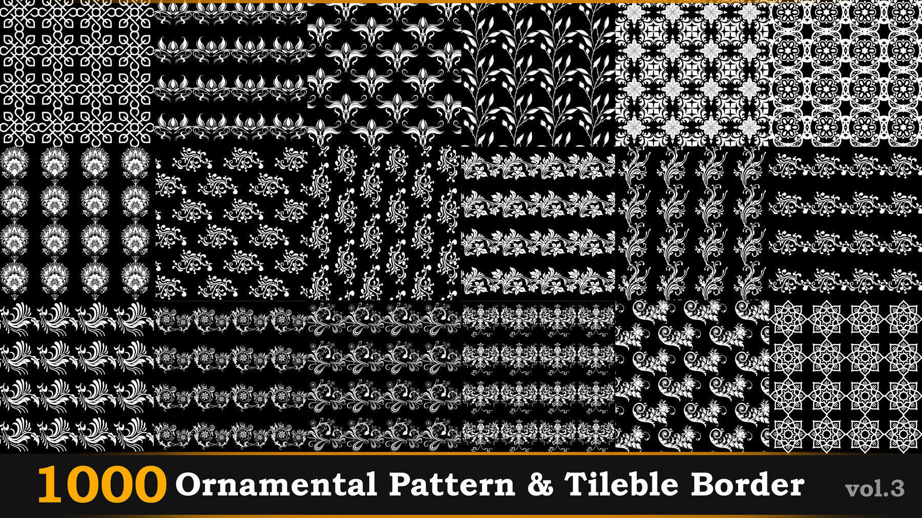 1000 Ornamental Alpha Patterns And Tileable Borders Vol-3 Texture ...