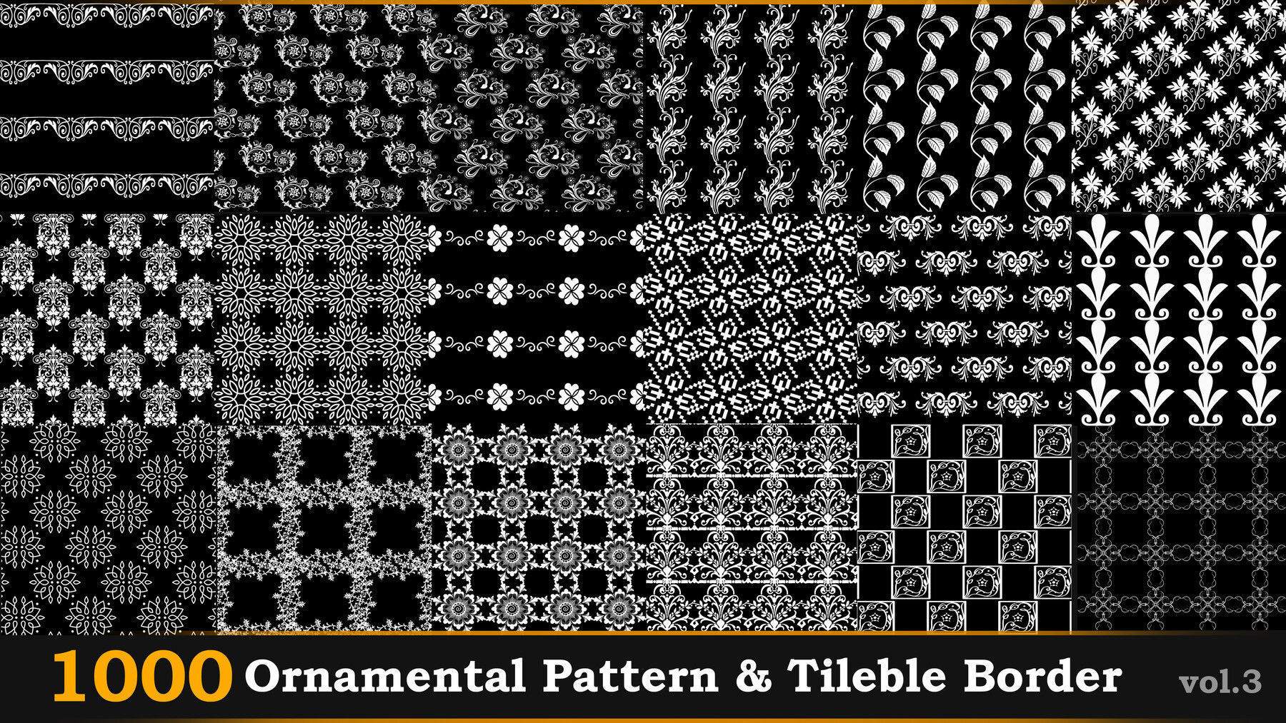1000 Ornamental Alpha Patterns And Tileable Borders Vol-3 Texture ...