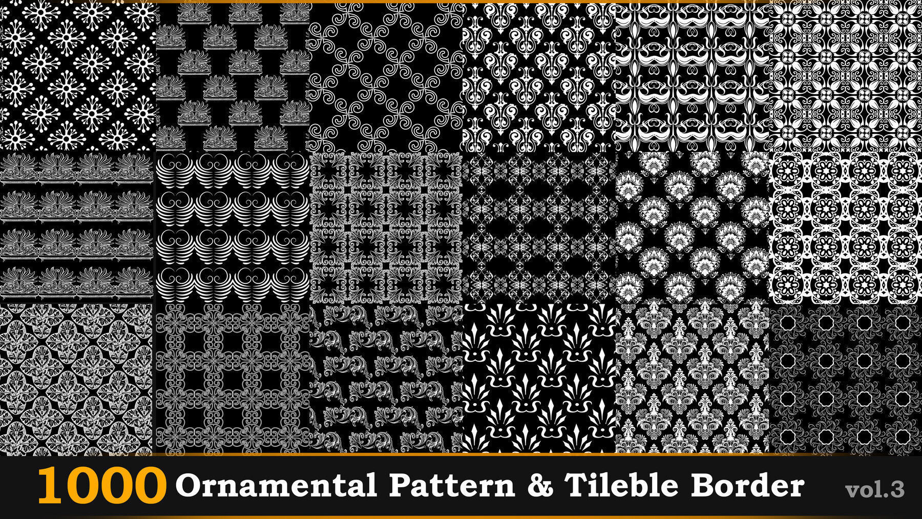 1000 Ornamental Alpha Patterns And Tileable Borders Vol-3 Texture ...