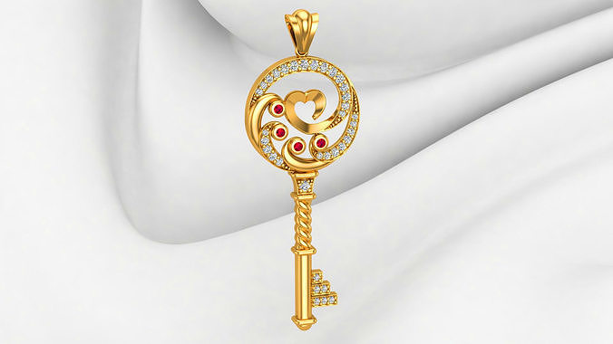Unique Luxury Key Pendant 3D model 3D printable | CGTrader