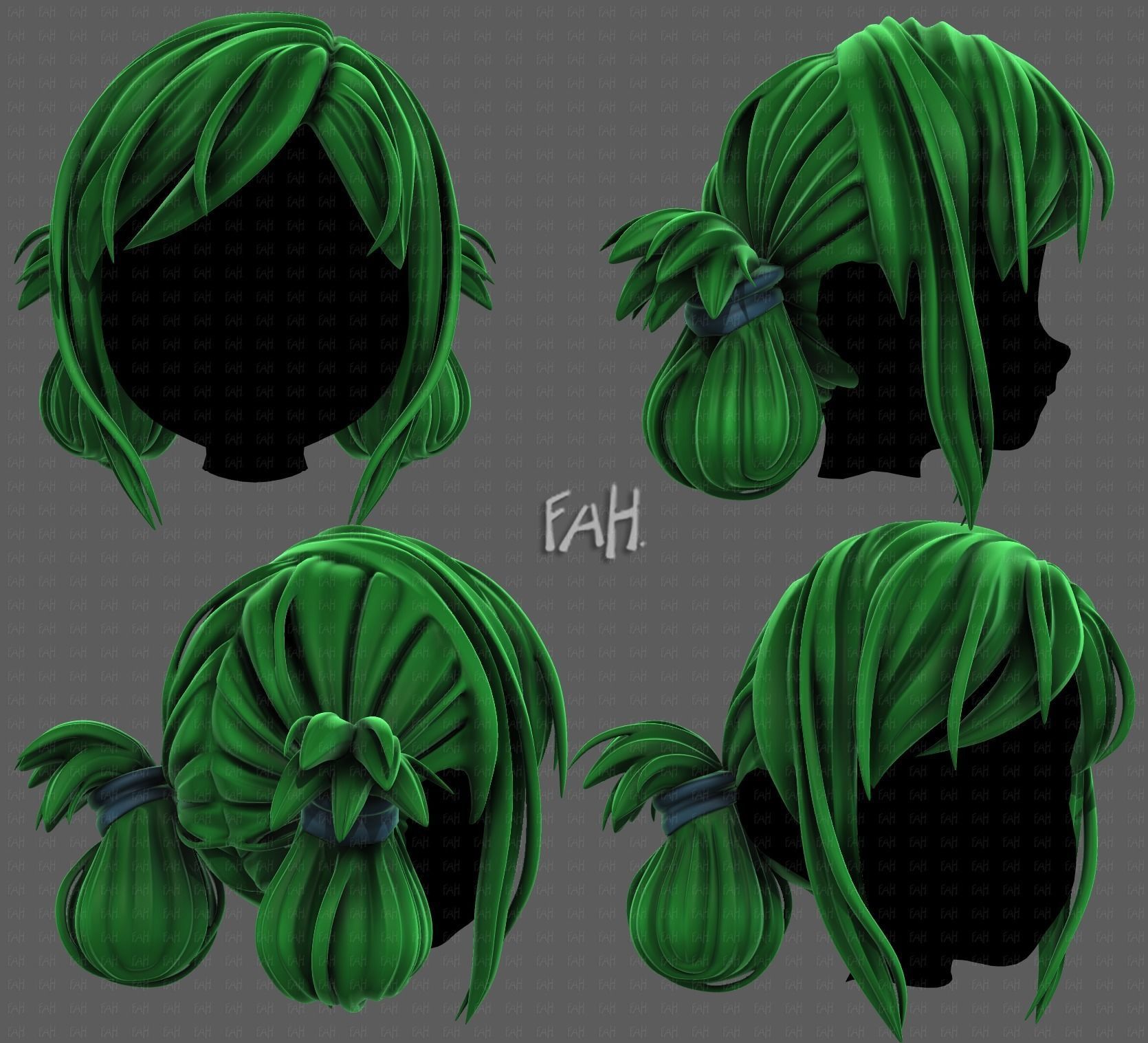 3d Model 3d Hair Style For Girl V122 Vr Ar Low Poly Cgtrader 