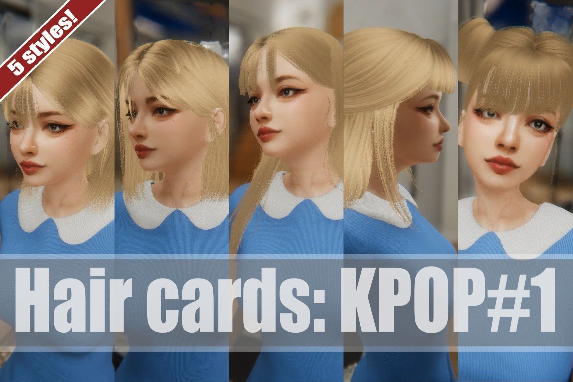 3D model KPop Hairstyles set 1 Unity3D VR / AR / low-poly | CGTrader