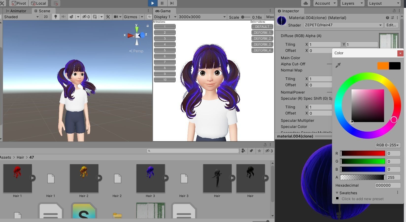 Hair 3D Model Unity Prefab FBX H47 3D model | CGTrader