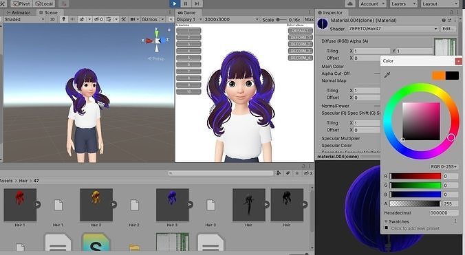Hair 3D Model Unity Prefab FBX H47 3D model | CGTrader