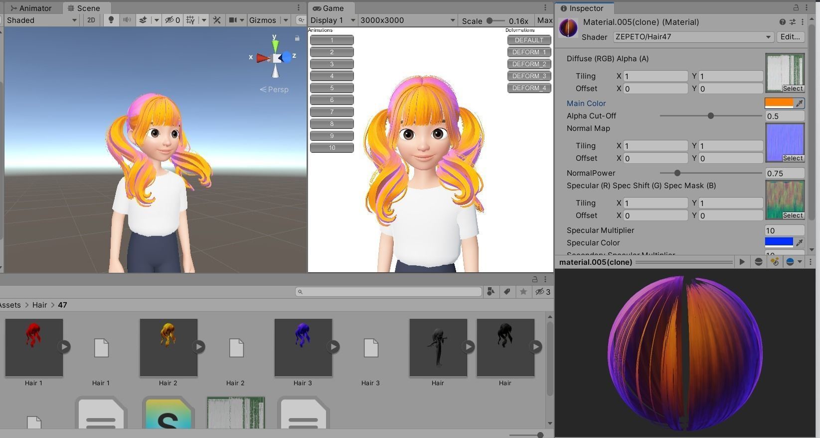 Hair 3D Model Unity Prefab FBX H47 3D model | CGTrader