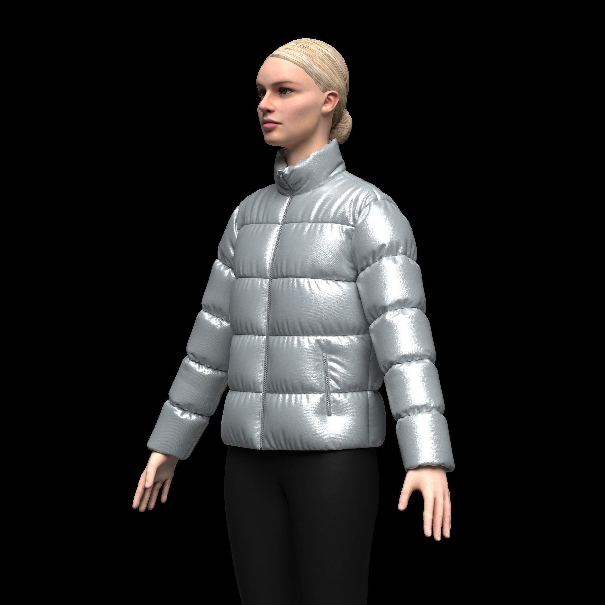 Womens Puffer Jacket 3D model | CGTrader