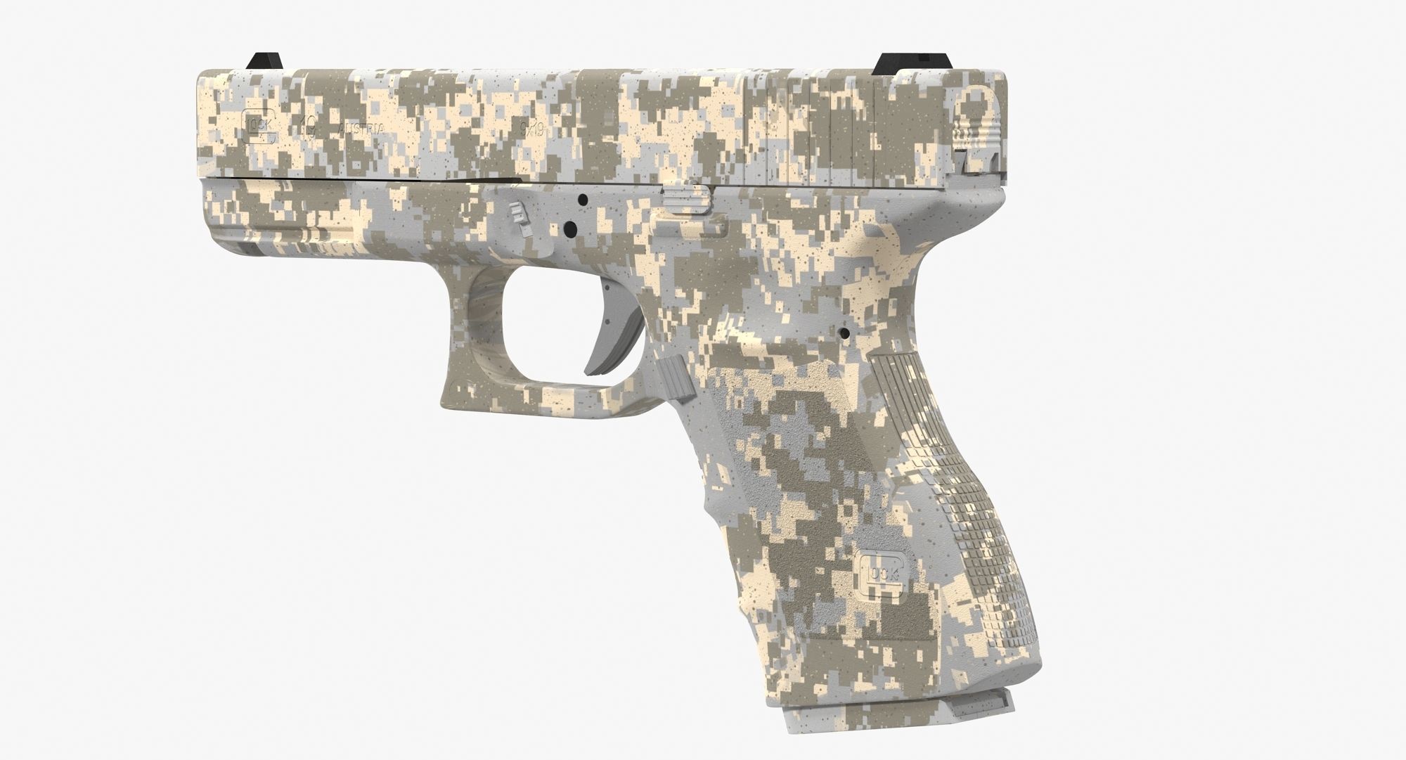 3D model Glock 19 Camouflage Grey VR / AR / low-poly | CGTrader