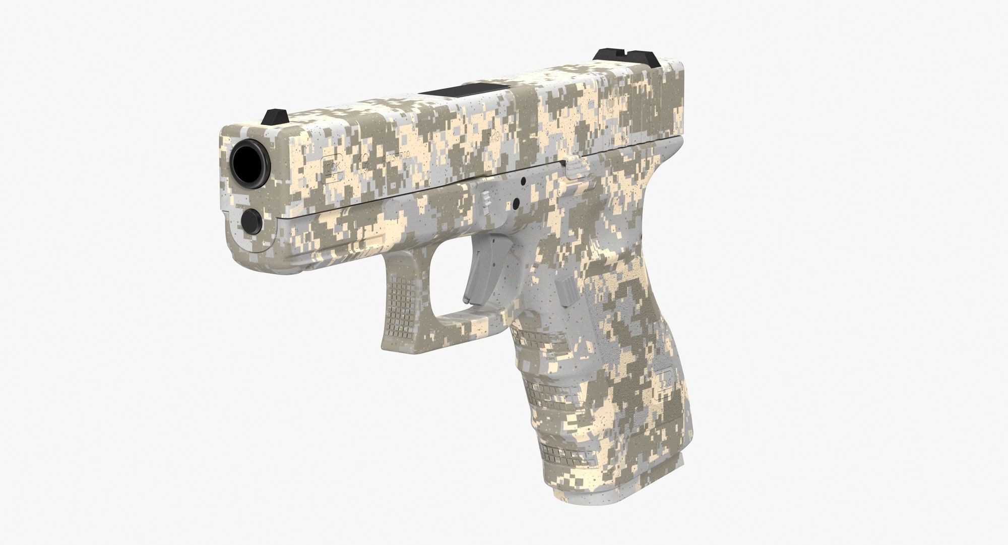 3D model Glock 19 Camouflage Grey VR / AR / low-poly | CGTrader