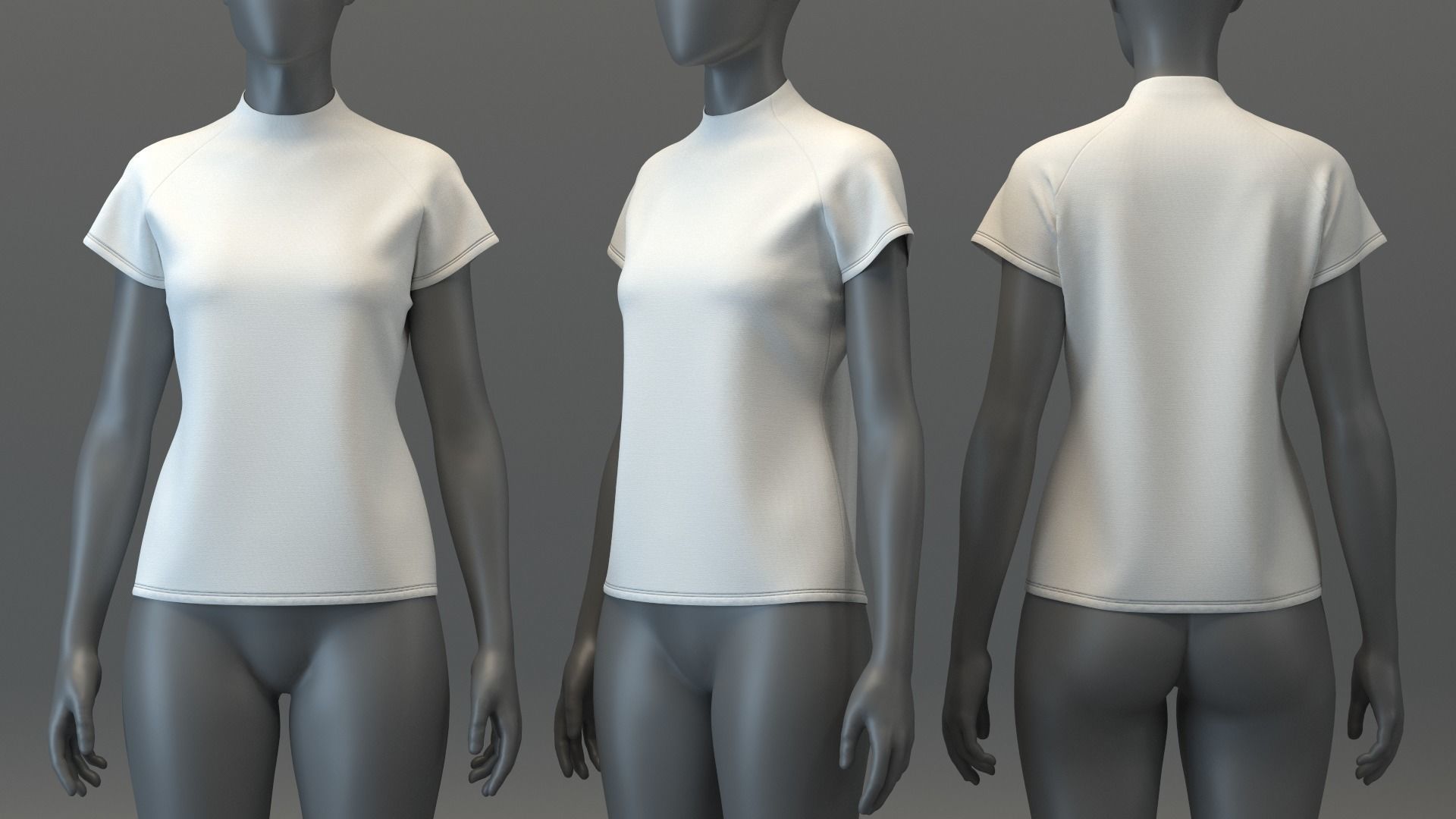 Raglan Mockneck Tee 3D model | CGTrader