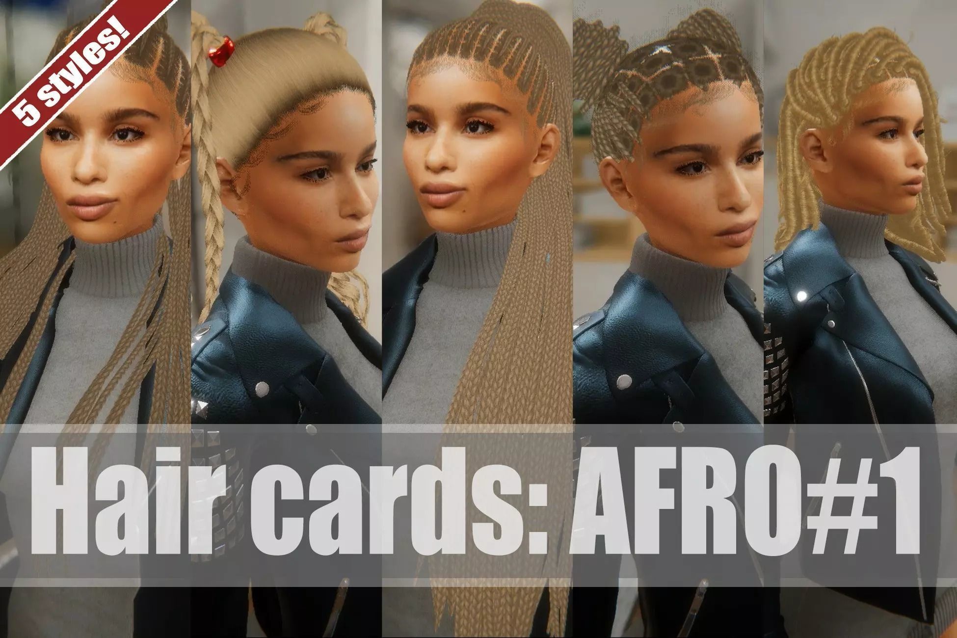 3D model Afro Hairstyles Set 1 Unity3D VR / AR / low-poly | CGTrader