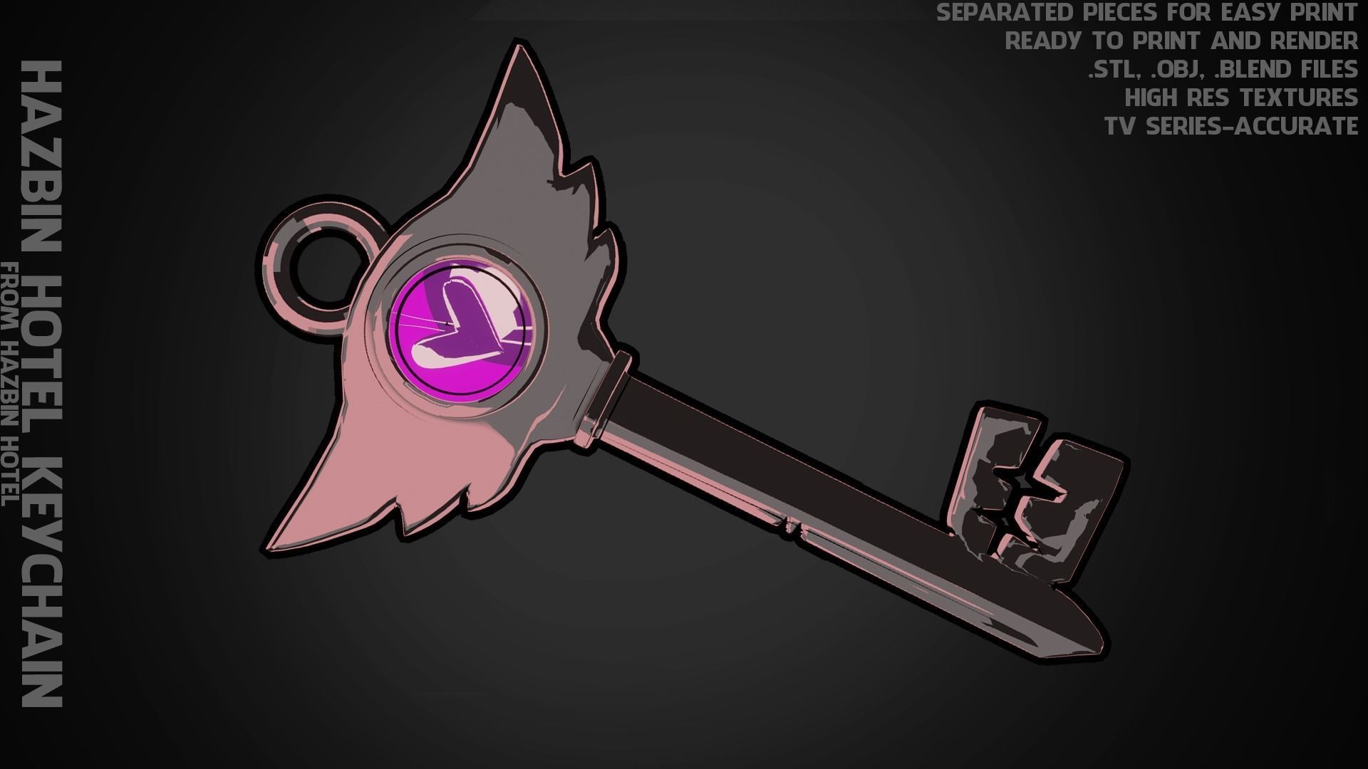 Hazbin Hotel Key for KeyChain 3D model 3D printable | CGTrader