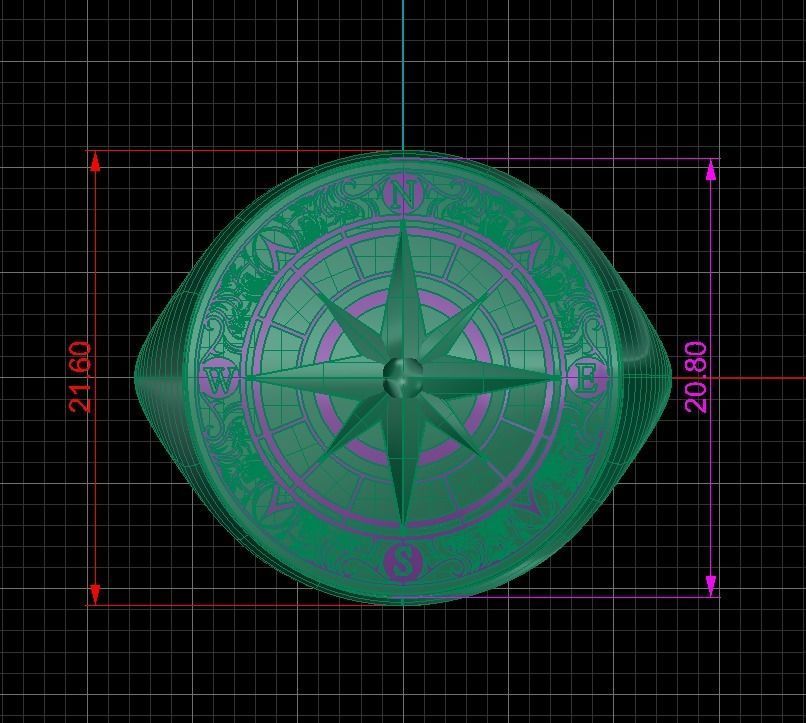 Signet ring for men Compass 3D model 3D printable | CGTrader